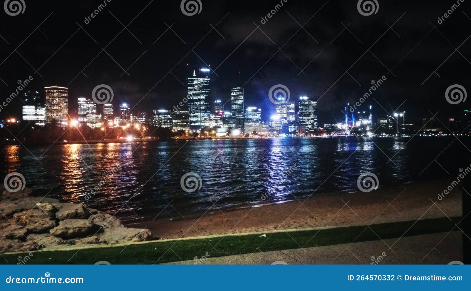 Perth and night stock photo. Image of reflection, skyline - 264570332