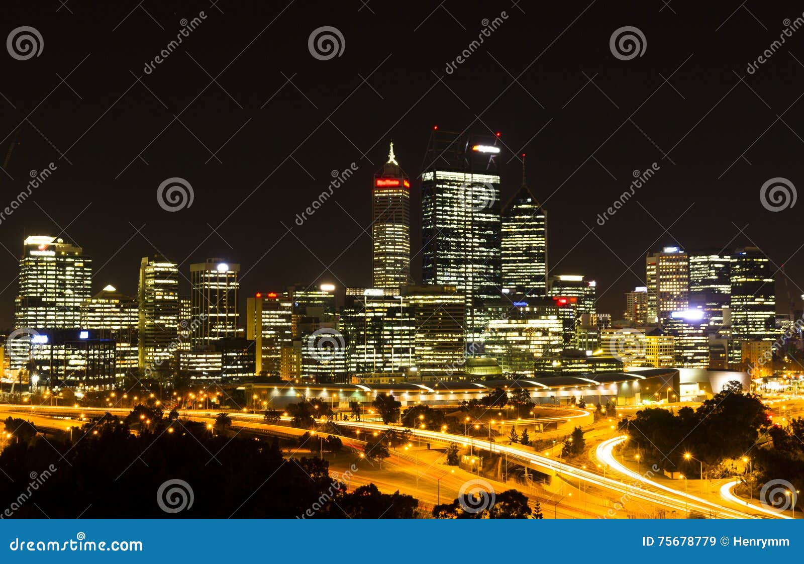 Perth night scene editorial stock image. Image of commerce - 75678779