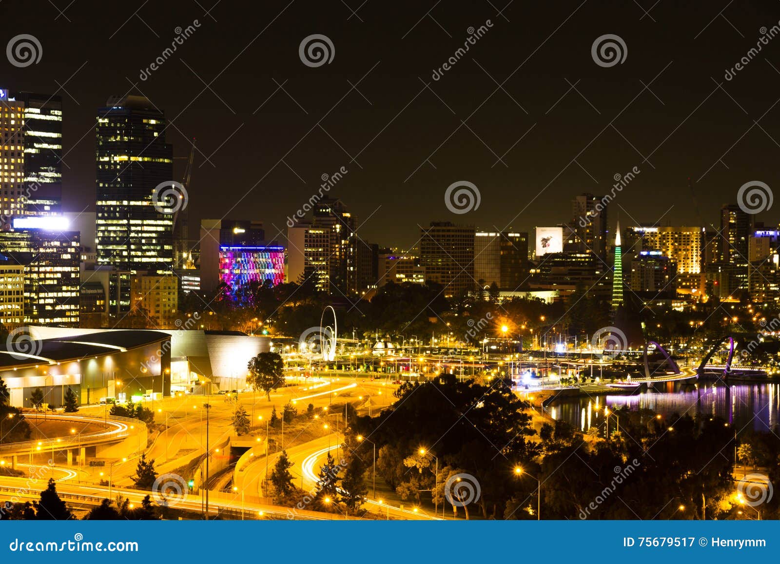 Perth night scene editorial photography. Image of places - 75679517