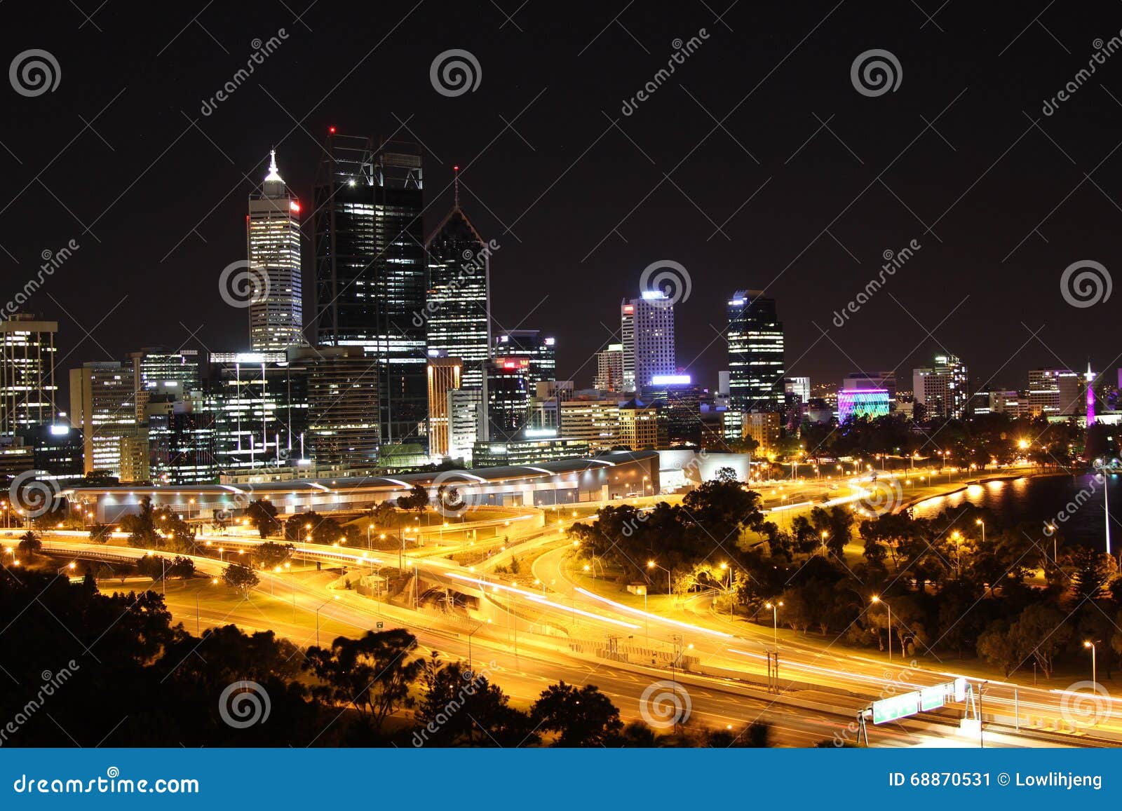Perth at night stock image. Image of lively, architectural - 68870531