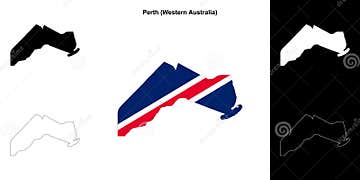 Perth outline map stock vector. Illustration of vector - 334805095