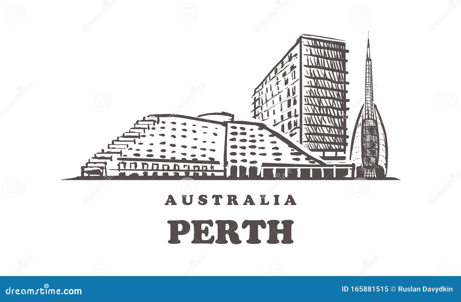 Perth Sketch Skyline. Australia, Perth Hand Drawn Vector Illustration ...