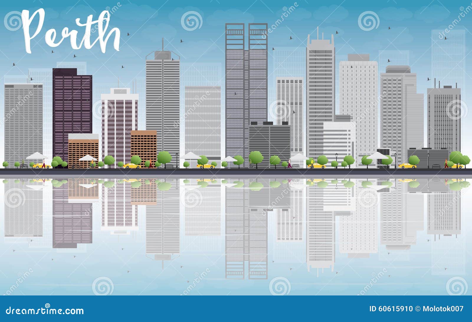 Perth Skyline And Landmarks Silhouette Vector Illustration ...