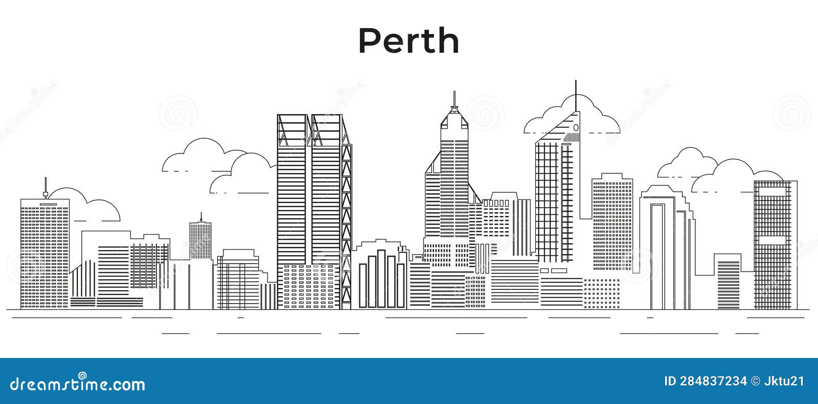 Perth Cityscape Line Art Vector Illustration Stock Vector ...