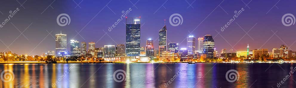 Perth Skyline at Night stock image. Image of city, night - 36188725