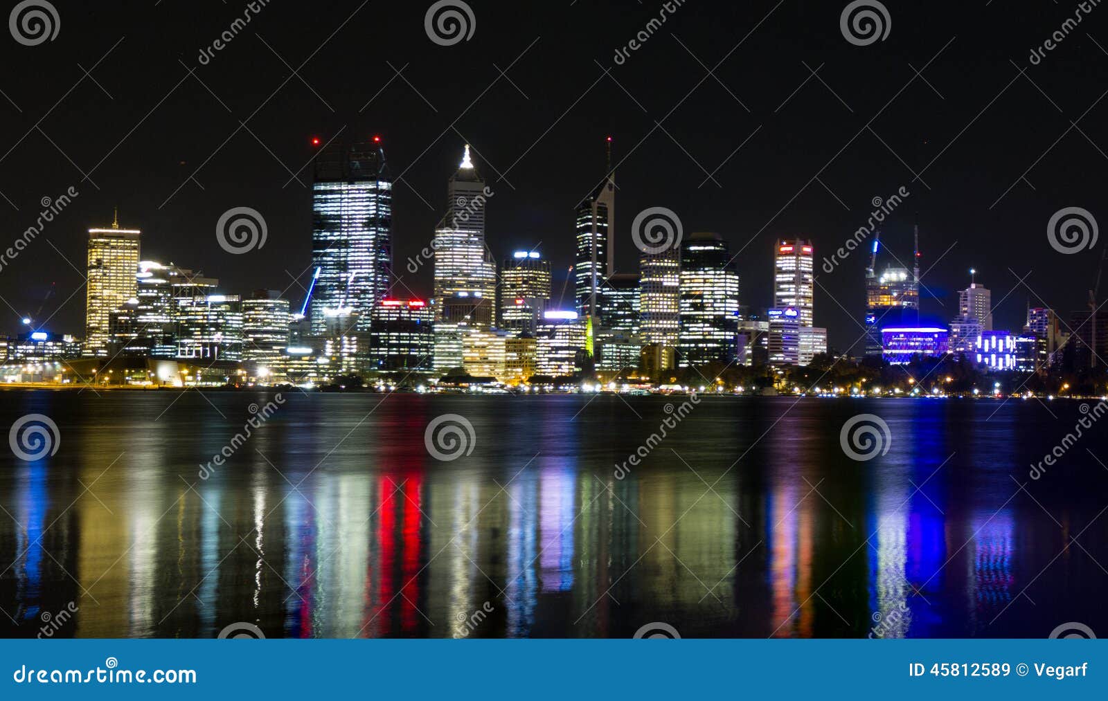 Perth skyline at night stock image. Image of tourism - 45812589