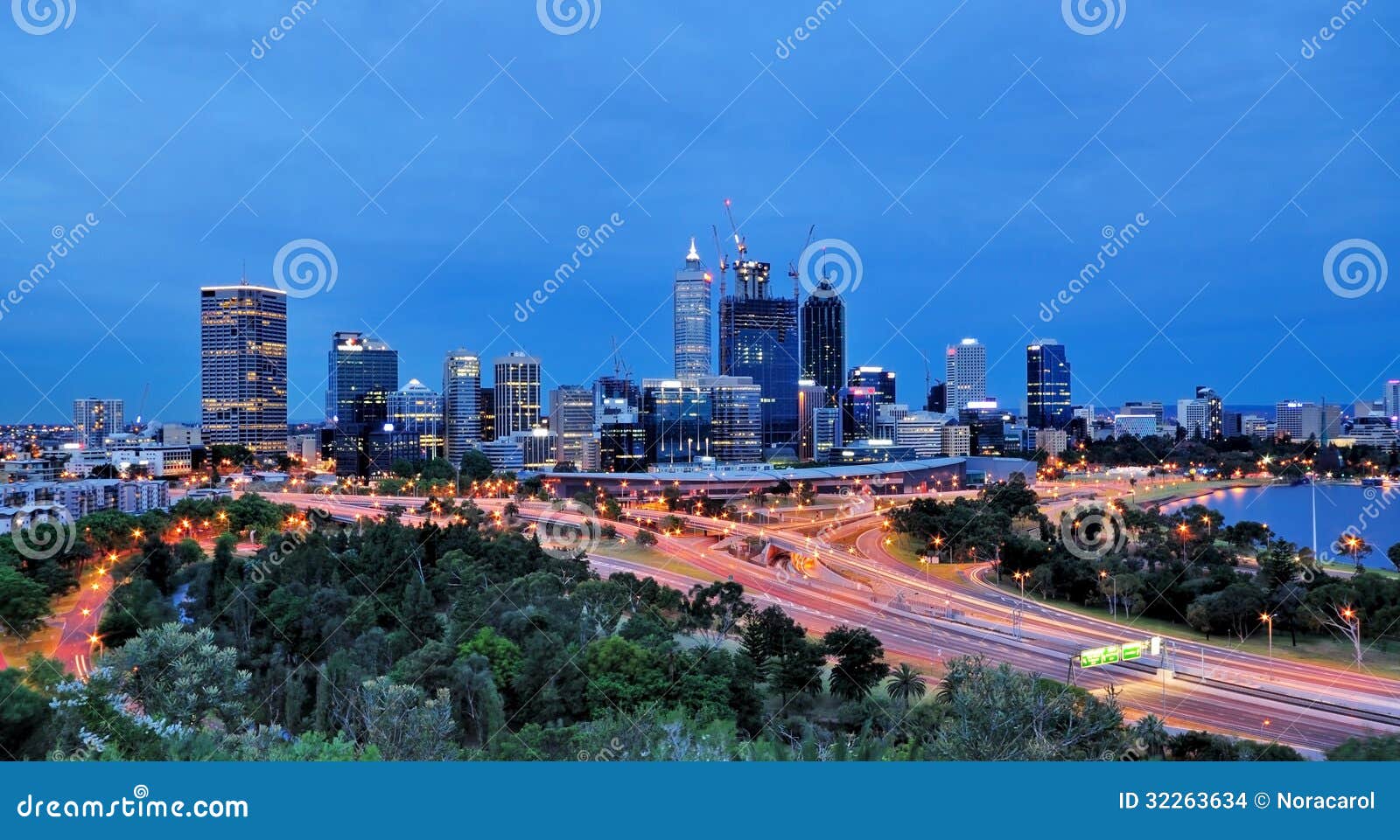 Perth Skyline at Night stock photo. Image of city, australia - 32263634