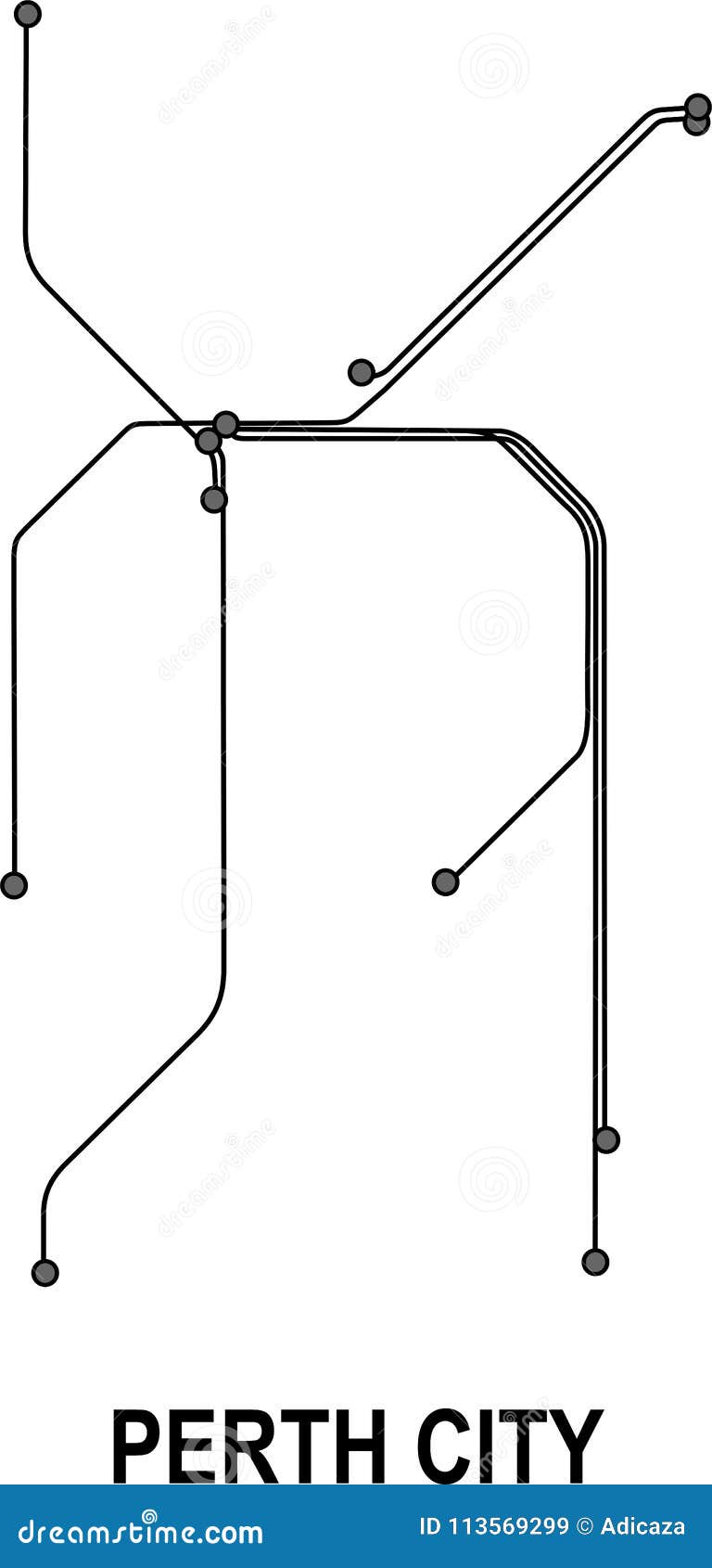 Perth City map stock vector. Illustration of station - 113569299