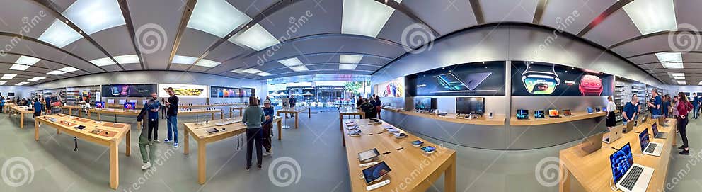 Perth, WA - September 12, 2023: Panoramic View of Apple Store Interior ...