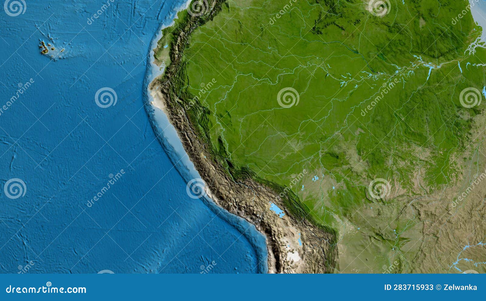 Peru area. Satellite map stock illustration. Illustration of lima ...