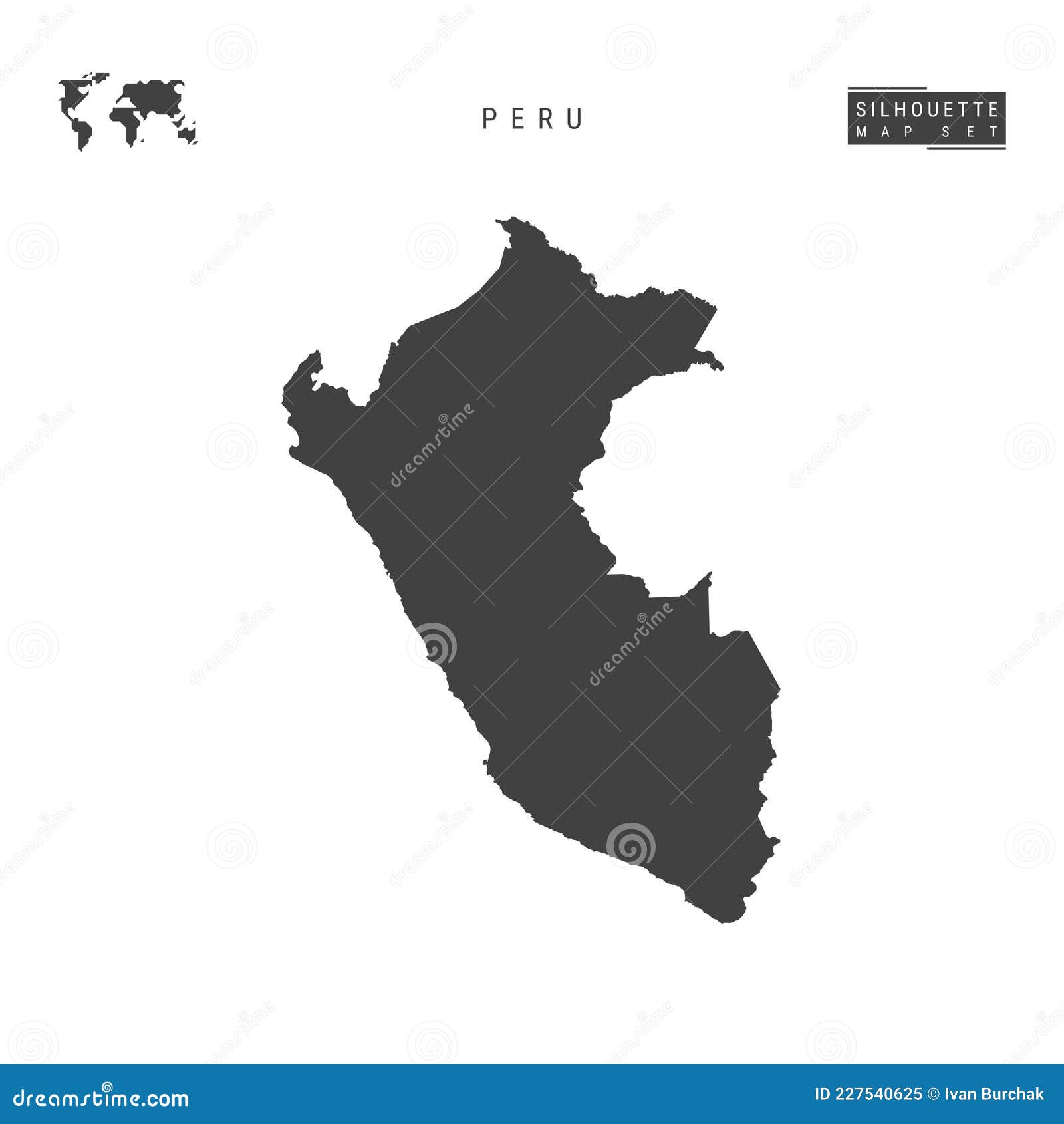 Peru Vector Map Isolated on White Background. High-Detailed Black ...
