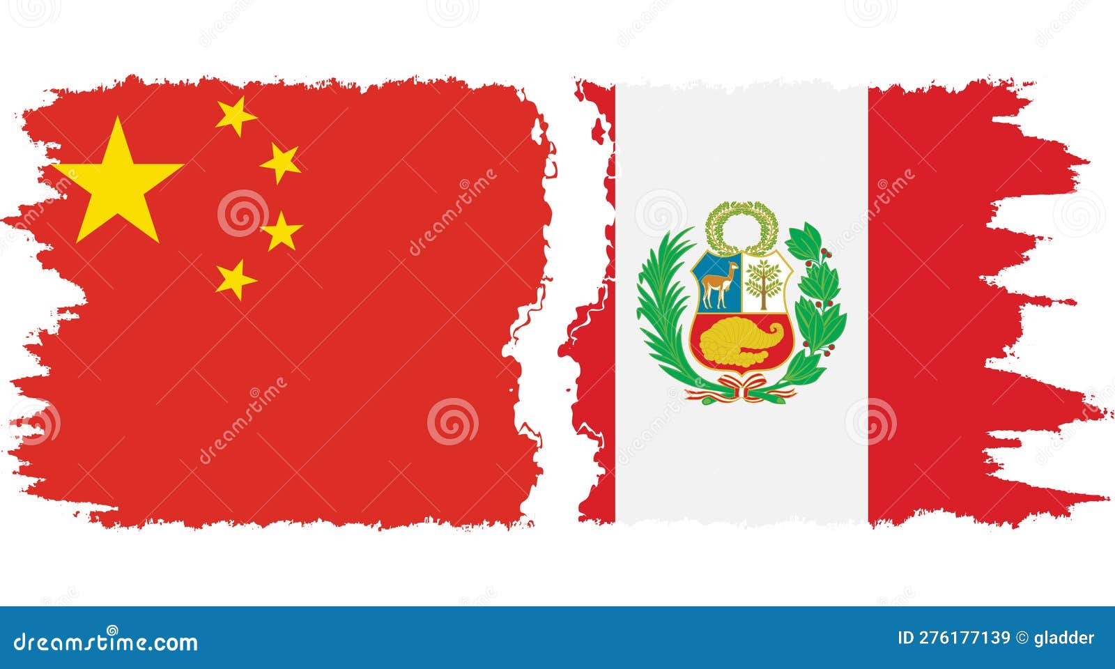 Peru and China Grunge Flags Connection Vector Stock Vector ...