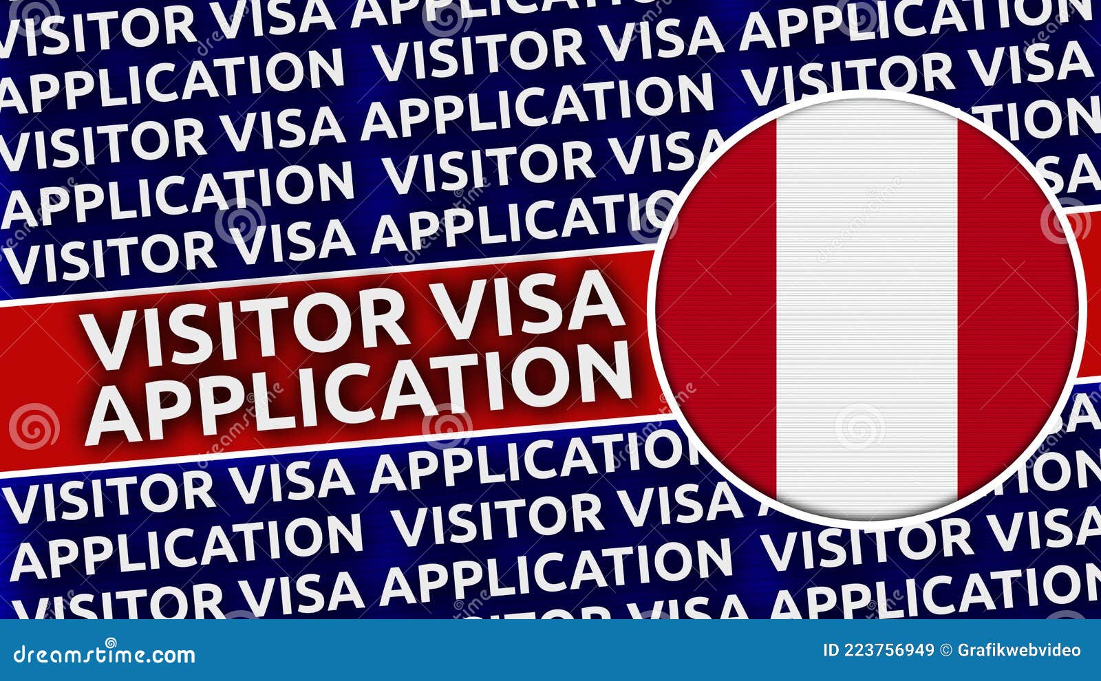 Peru Circular Flag with Visitor Visa Application Titles Stock ...