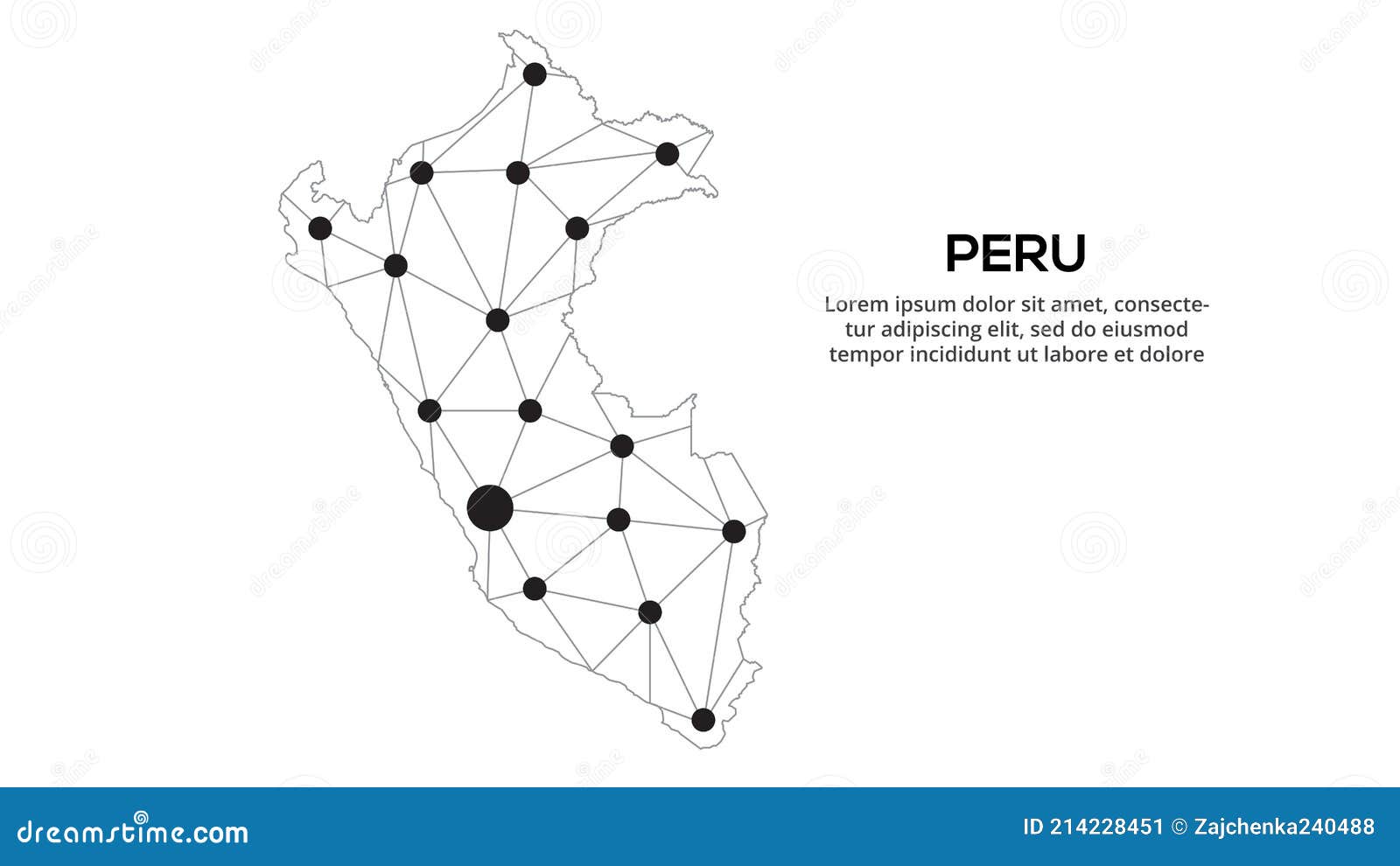 Peru Communication Network Map. Vector Image of a Low Poly Global Map ...