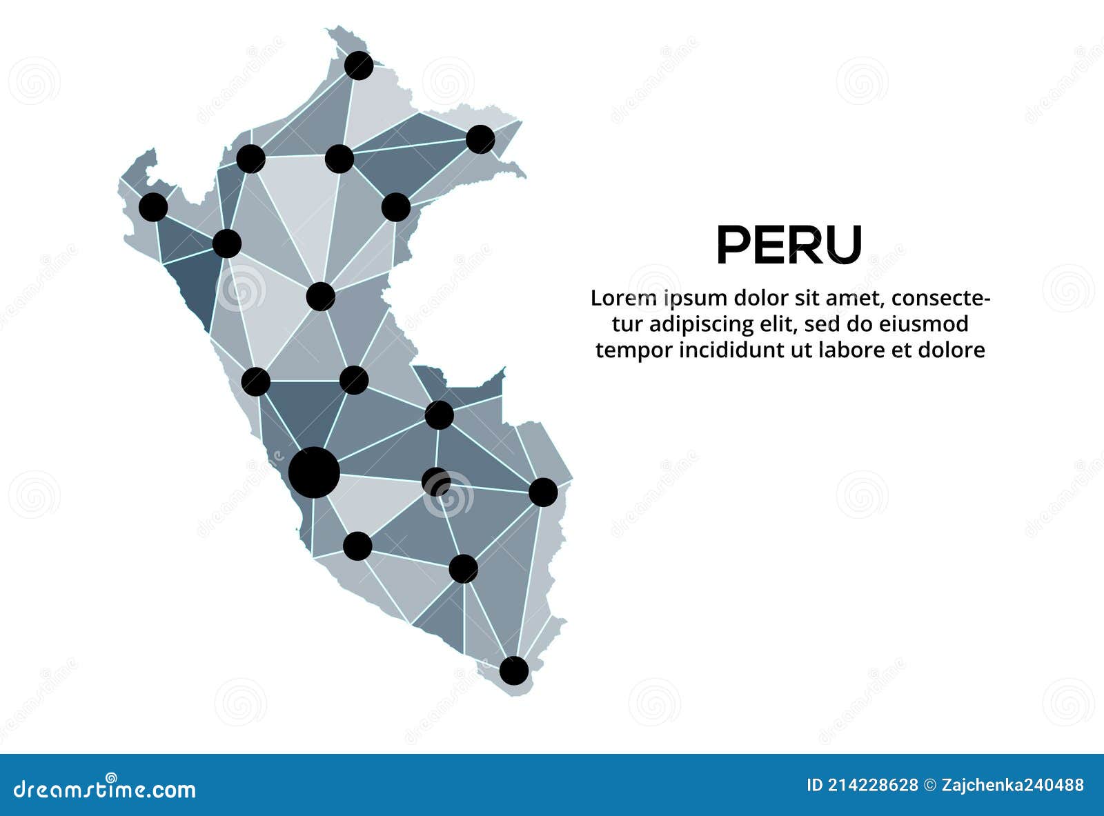 Peru Communication Network Map. Vector Image of a Low Poly Global Map ...