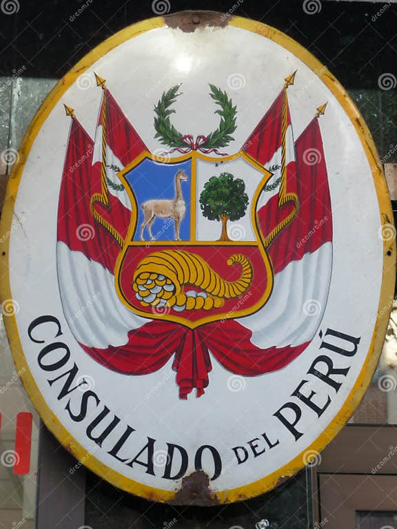 Peru Consulate Sign stock image. Image of union, peruvian - 62585123