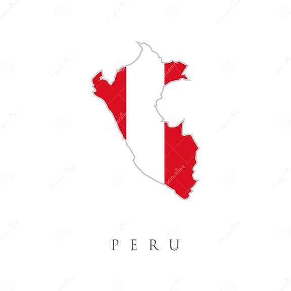 Peru Country Flag Inside Map Contour Design Icon Logo Peru Detailed