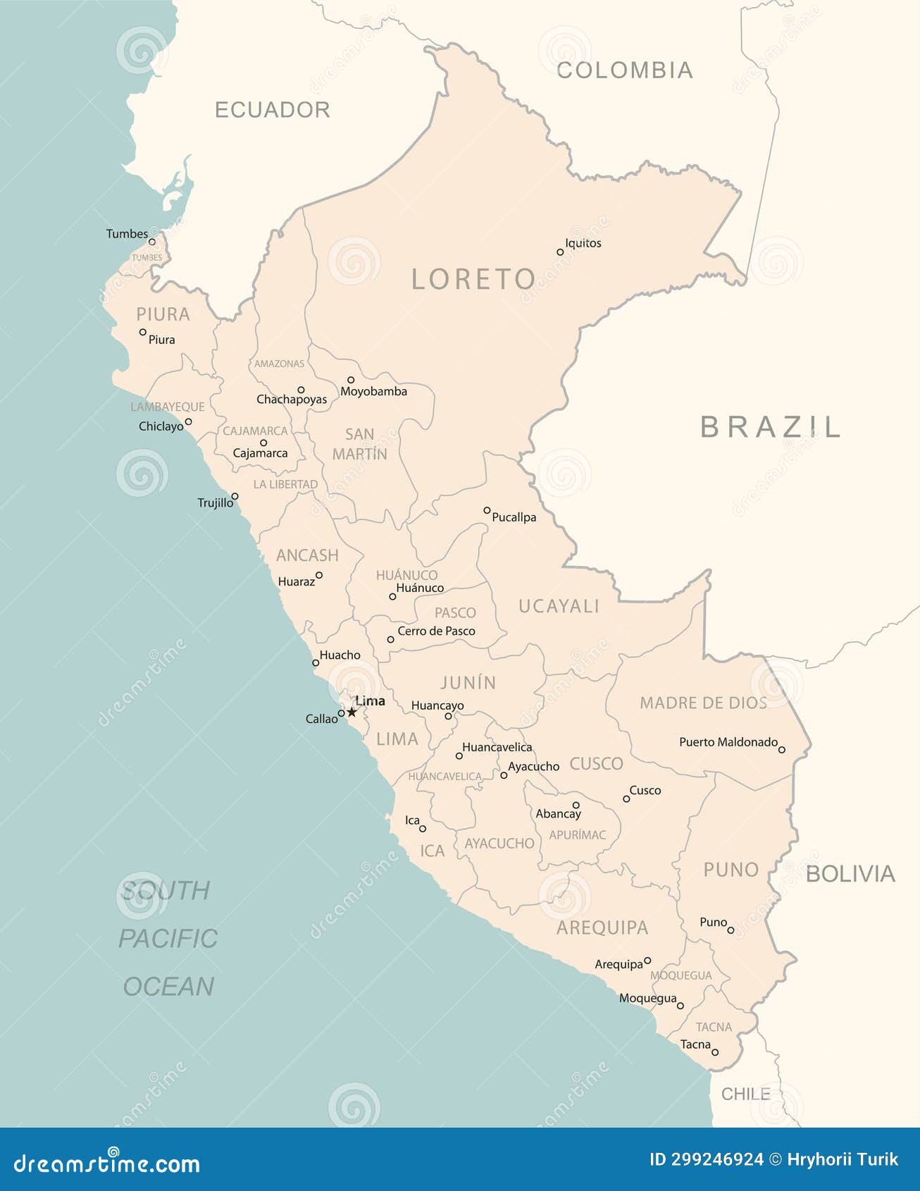 Peru - Detailed Map with Administrative Divisions Country Stock ...