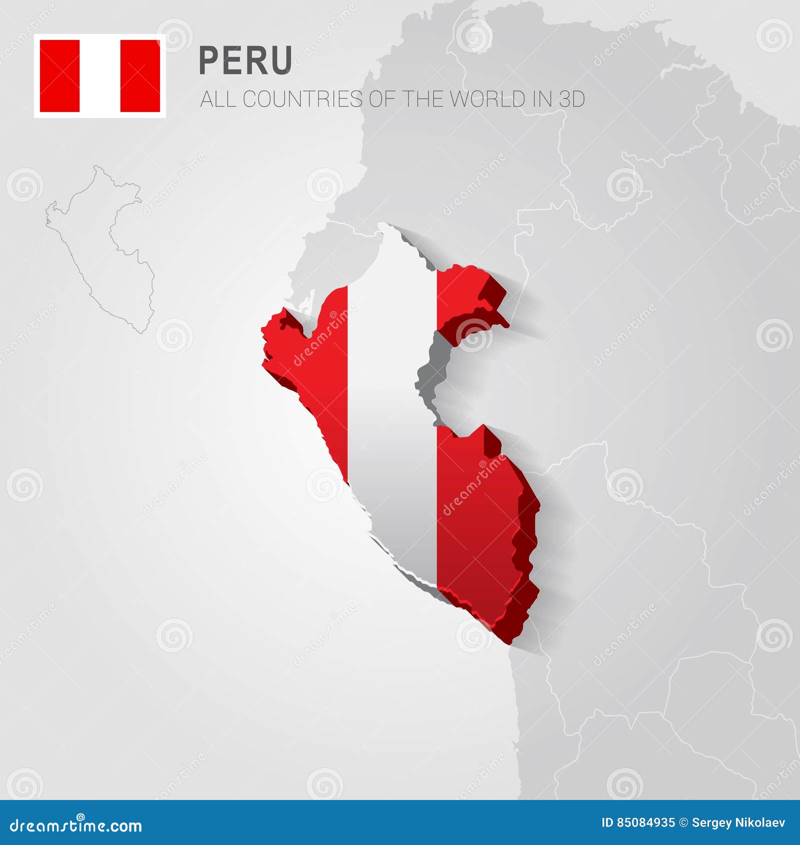 Peru drawn on gray map. stock vector. Illustration of symbol - 85084935