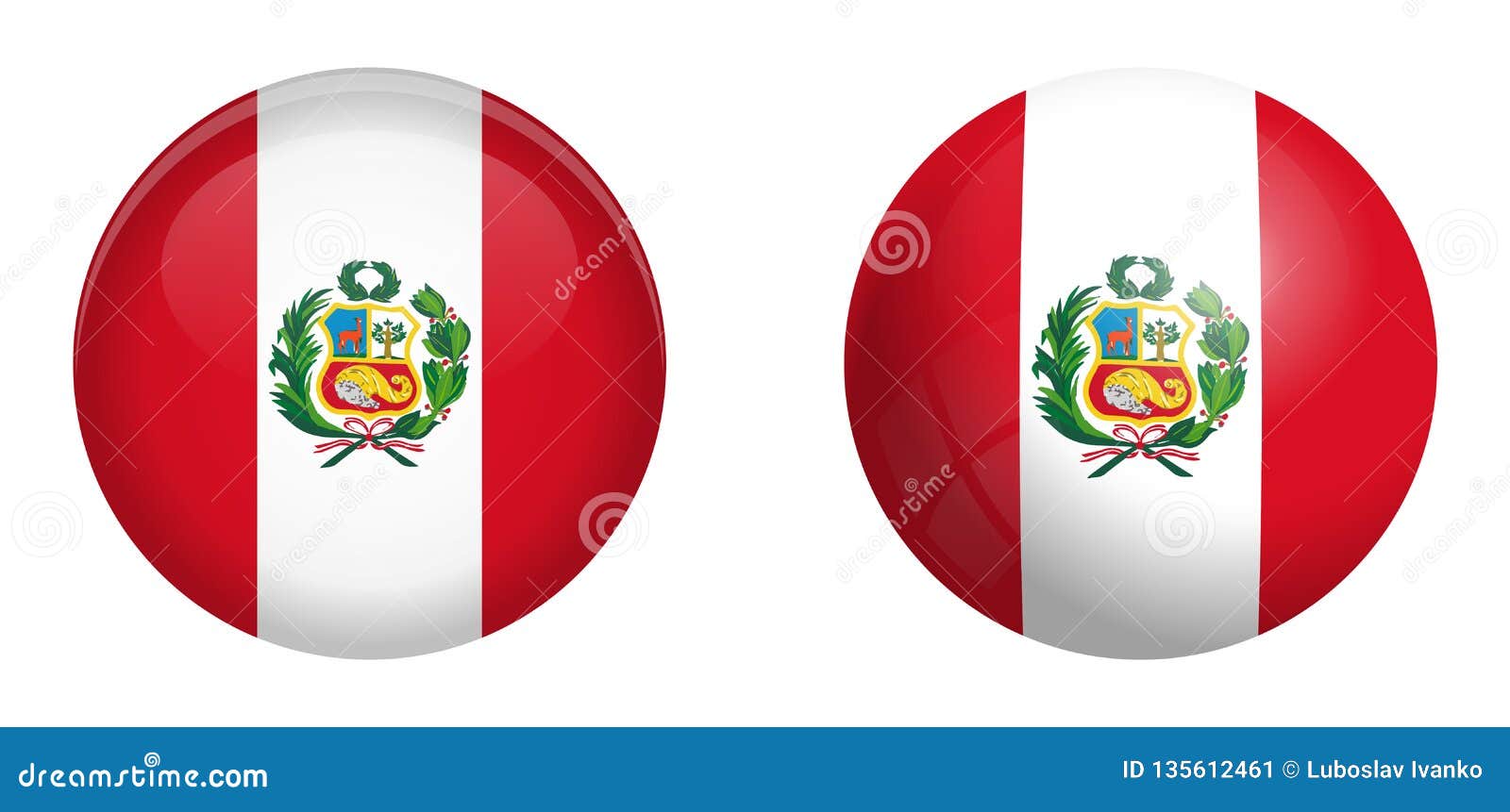 Peru Flag Under 3d Dome Button And On Glossy Sphere / Ball Cartoon ...