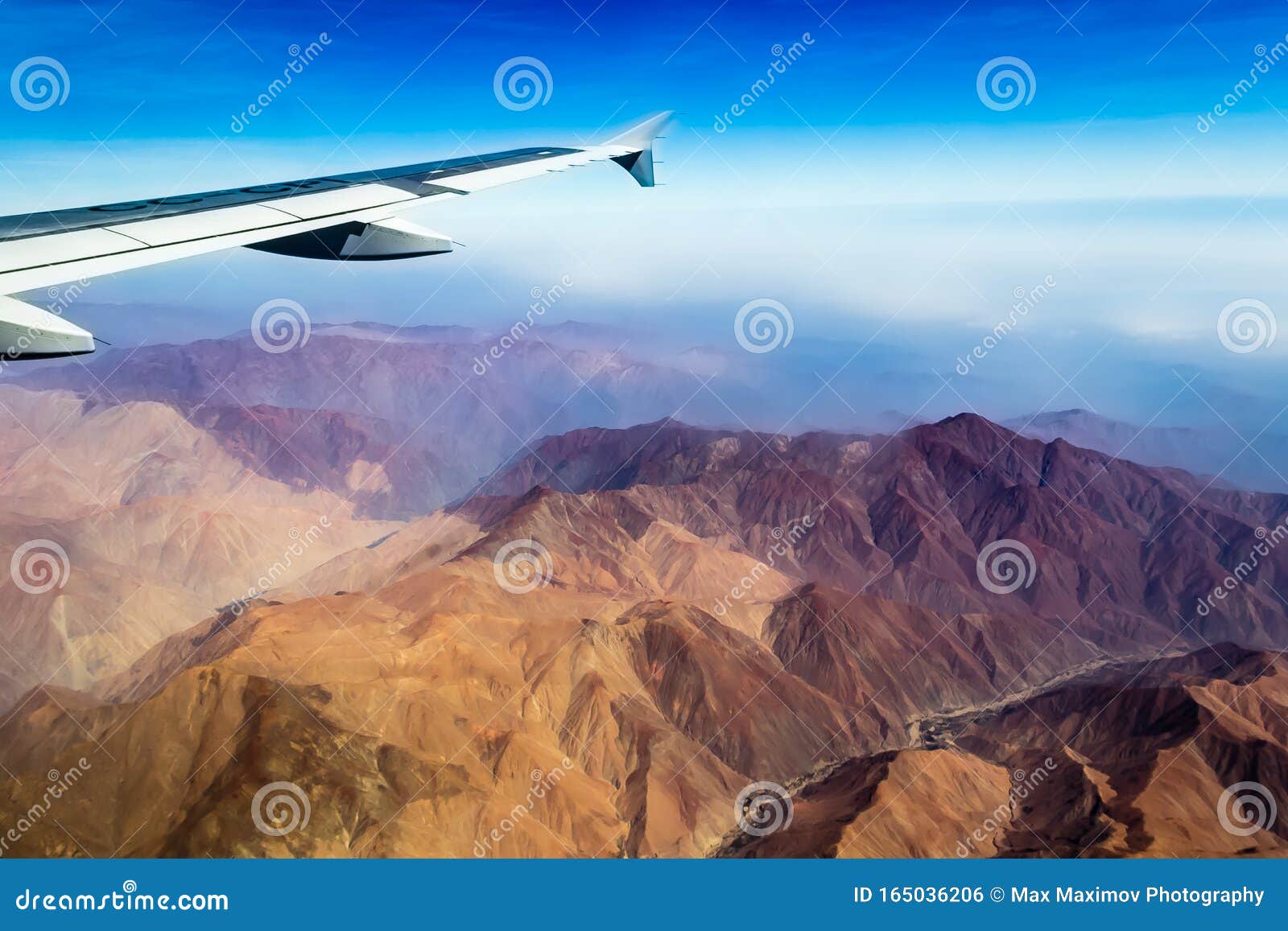 Peru - Airplane Window Wing View of Andes Mountains from Fight Over ...
