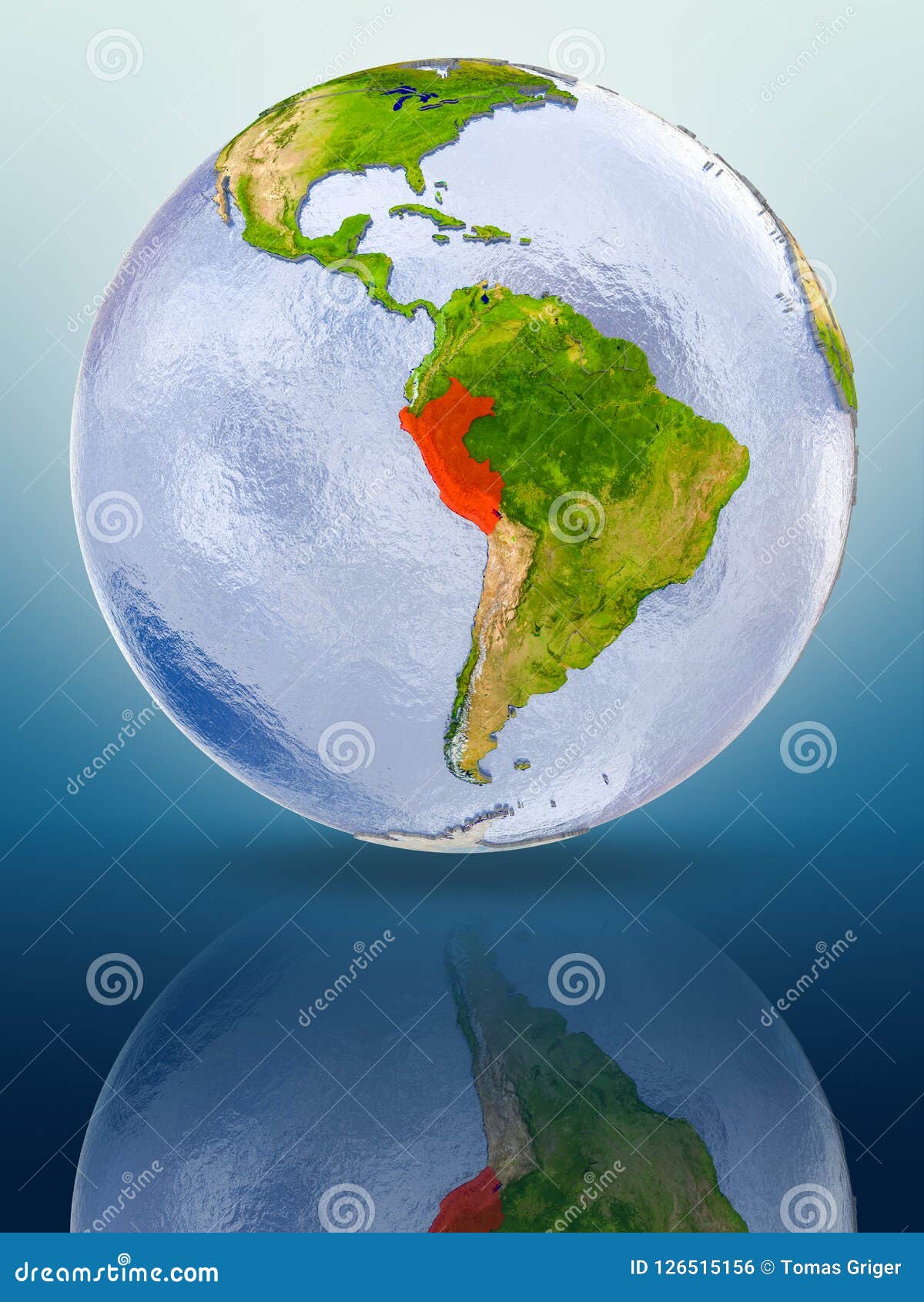 Peru on globe stock illustration. Illustration of south - 126515156
