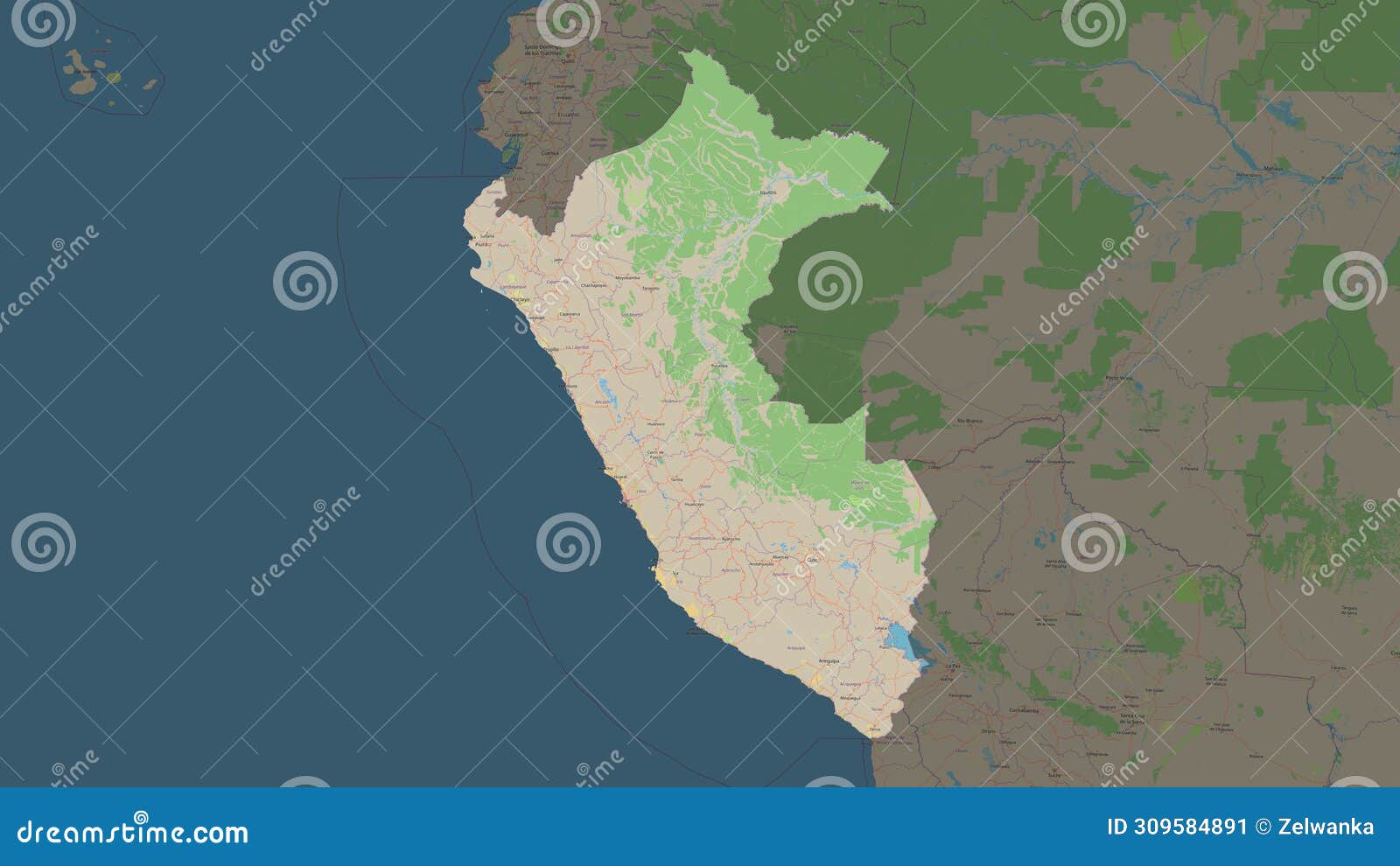 Peru Highlighted. Topo Standard Stock Illustration - Illustration of ...