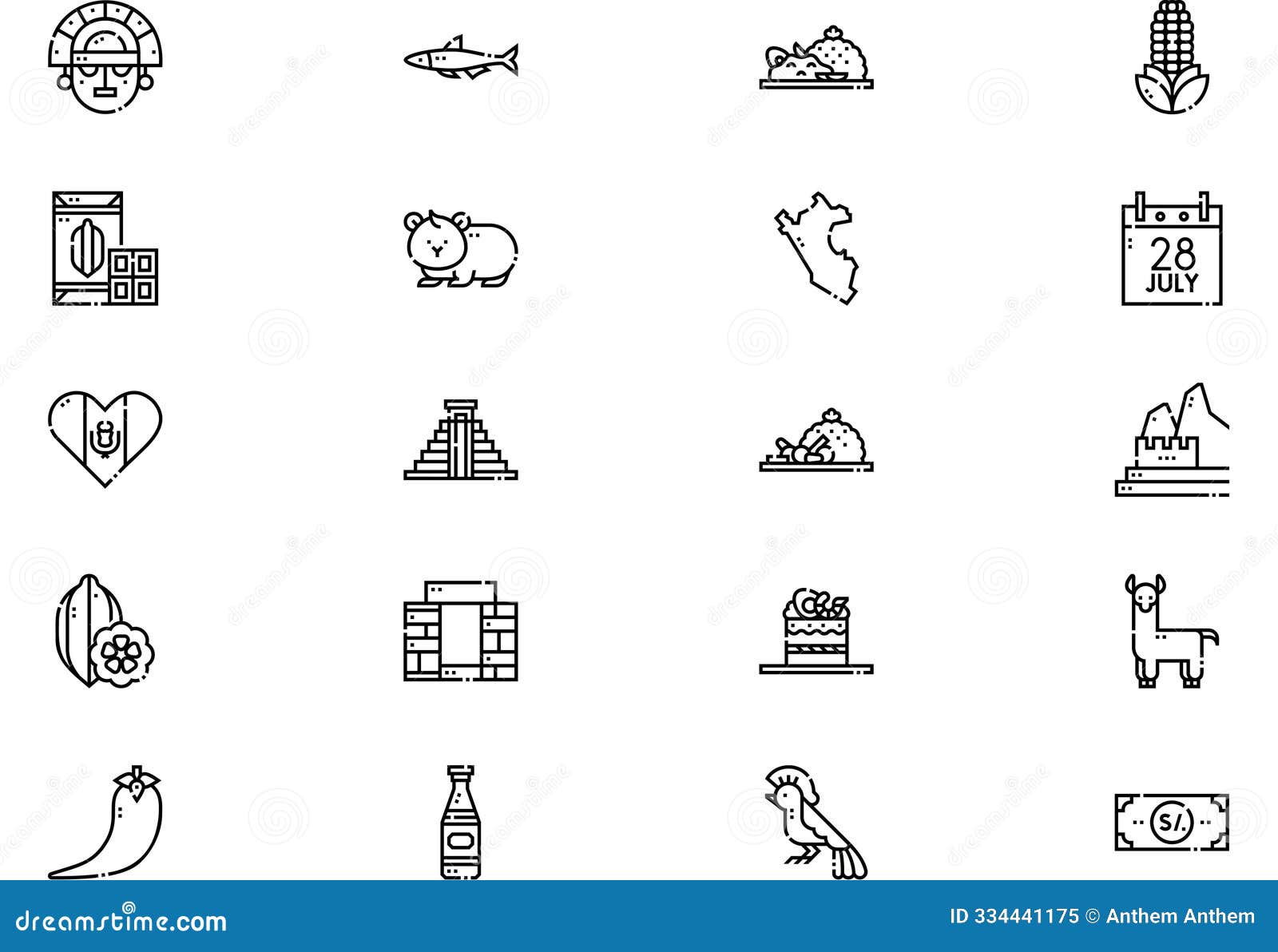 Peru Icons Collection is a Vector Illustration with Editable Stroke ...