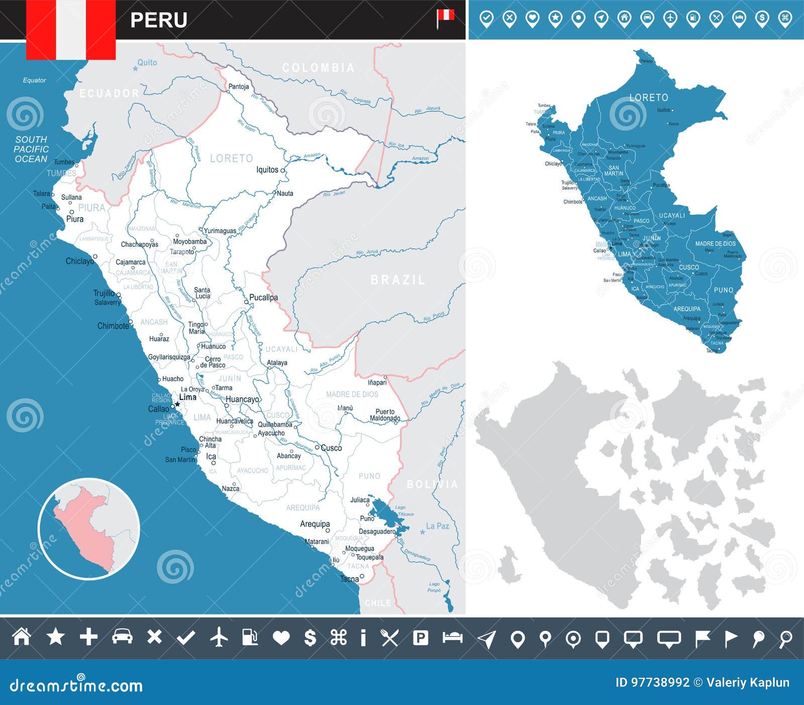 Peru - Infographic Map and Flag Illustration Stock Illustration ...