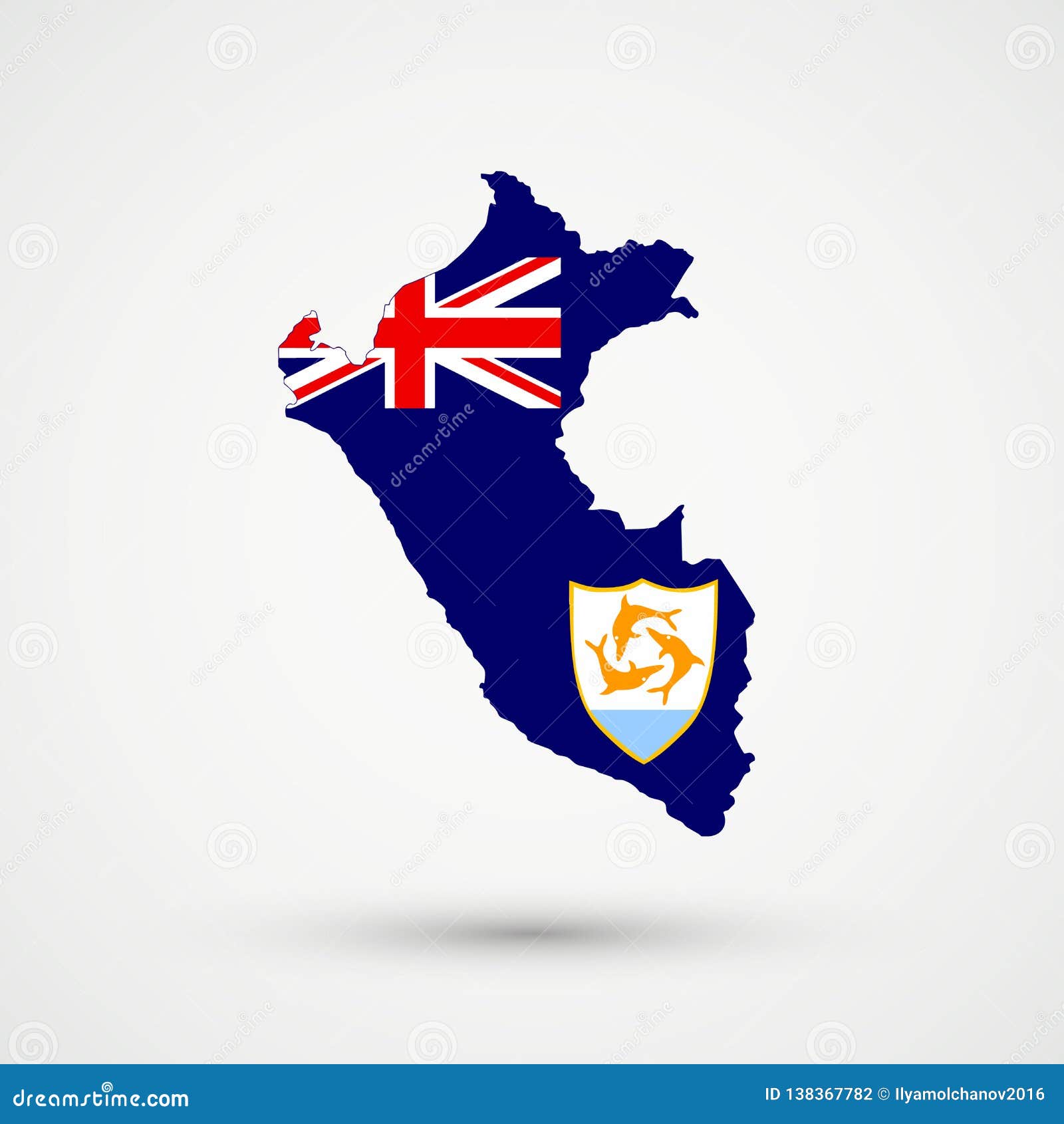 Peru Map in Anguilla Flag Colors, Editable Vector Stock Vector ...