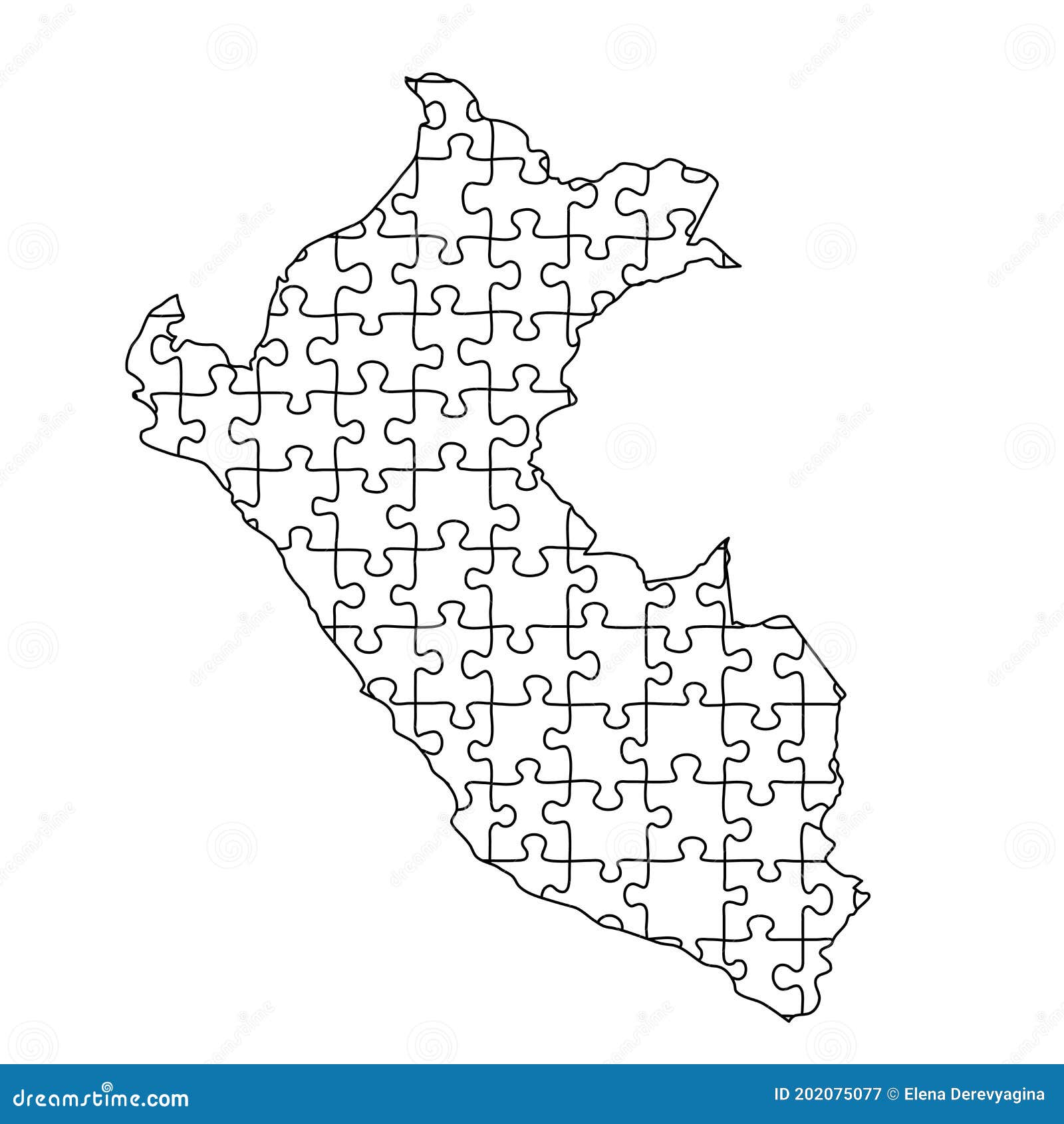 Peru Map from Black Puzzles Set Jigsaw Parts Mosaic Grid. Vector ...