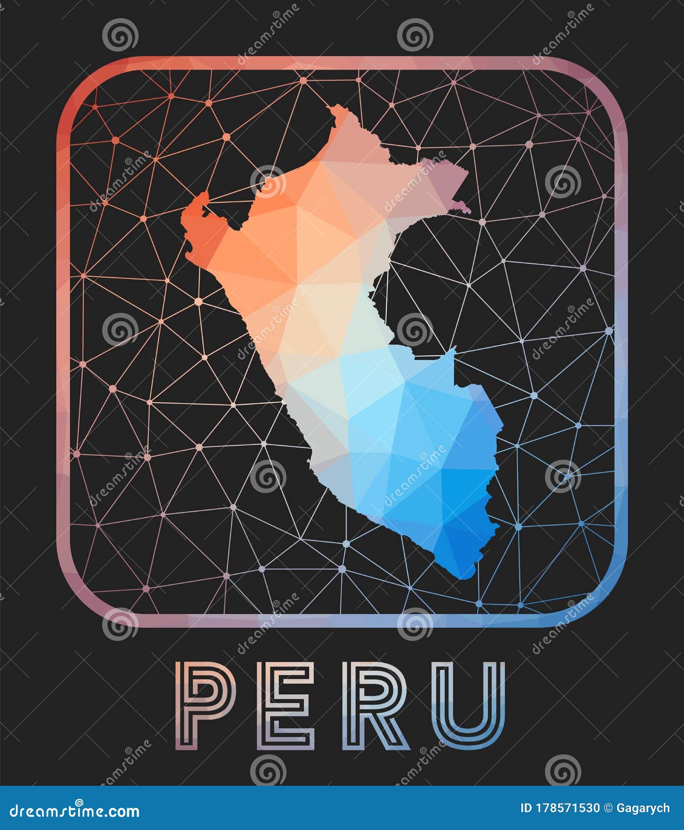 Peru map design. stock vector. Illustration of poly - 178571530