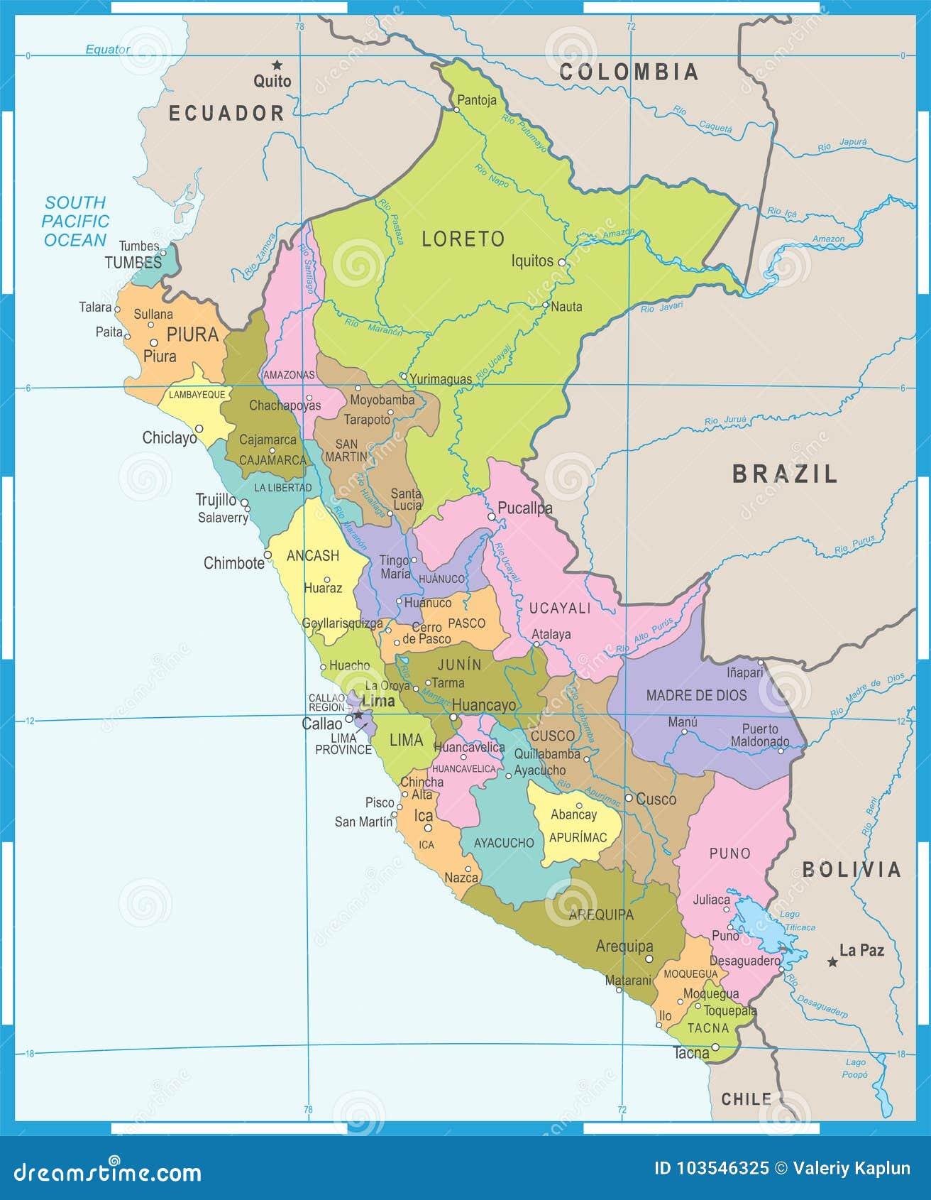 Peru Map - Detailed Vector Illustration Stock Illustration ...