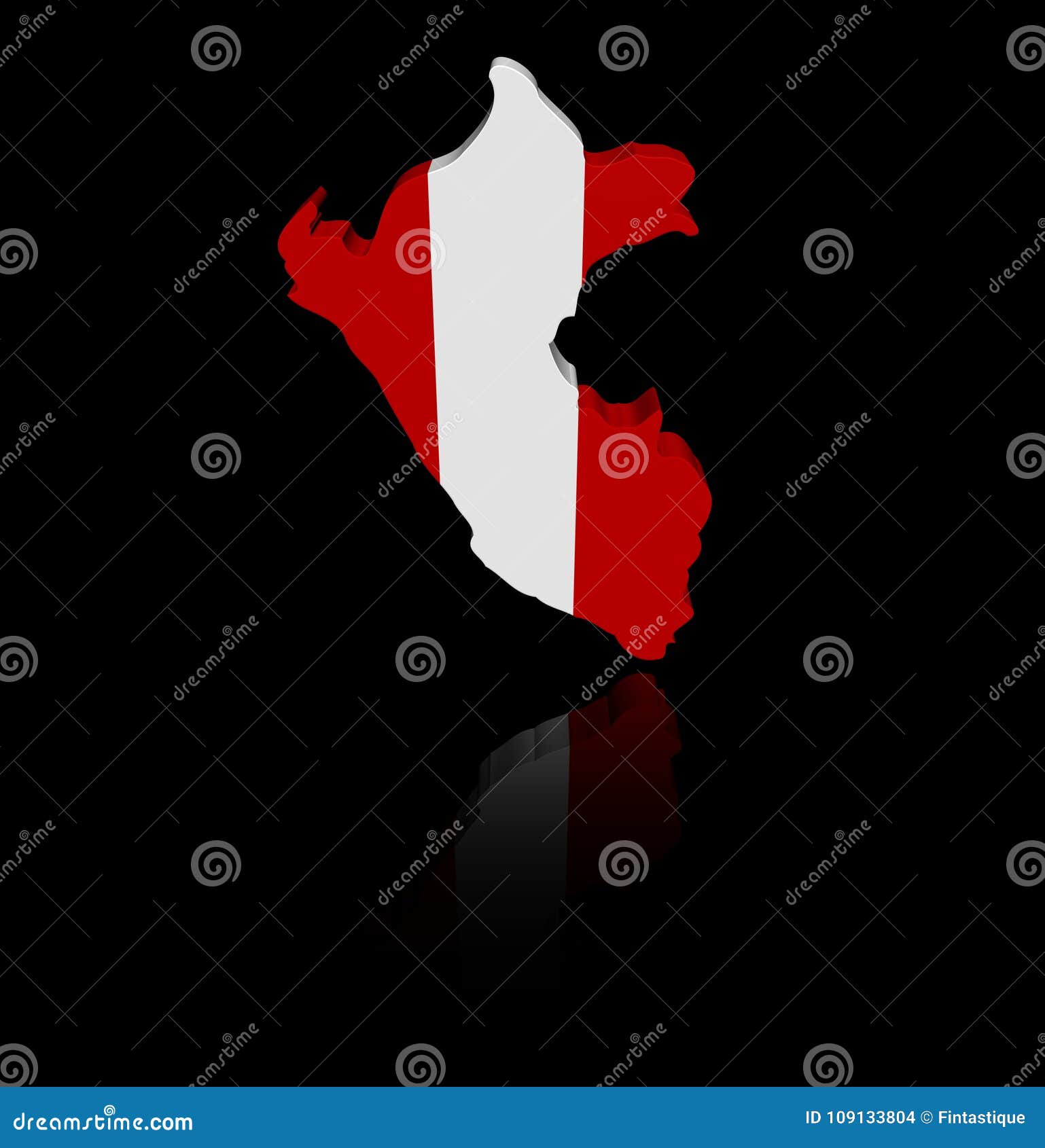 Peru Map Flag with Reflection Illustration Stock Illustration ...