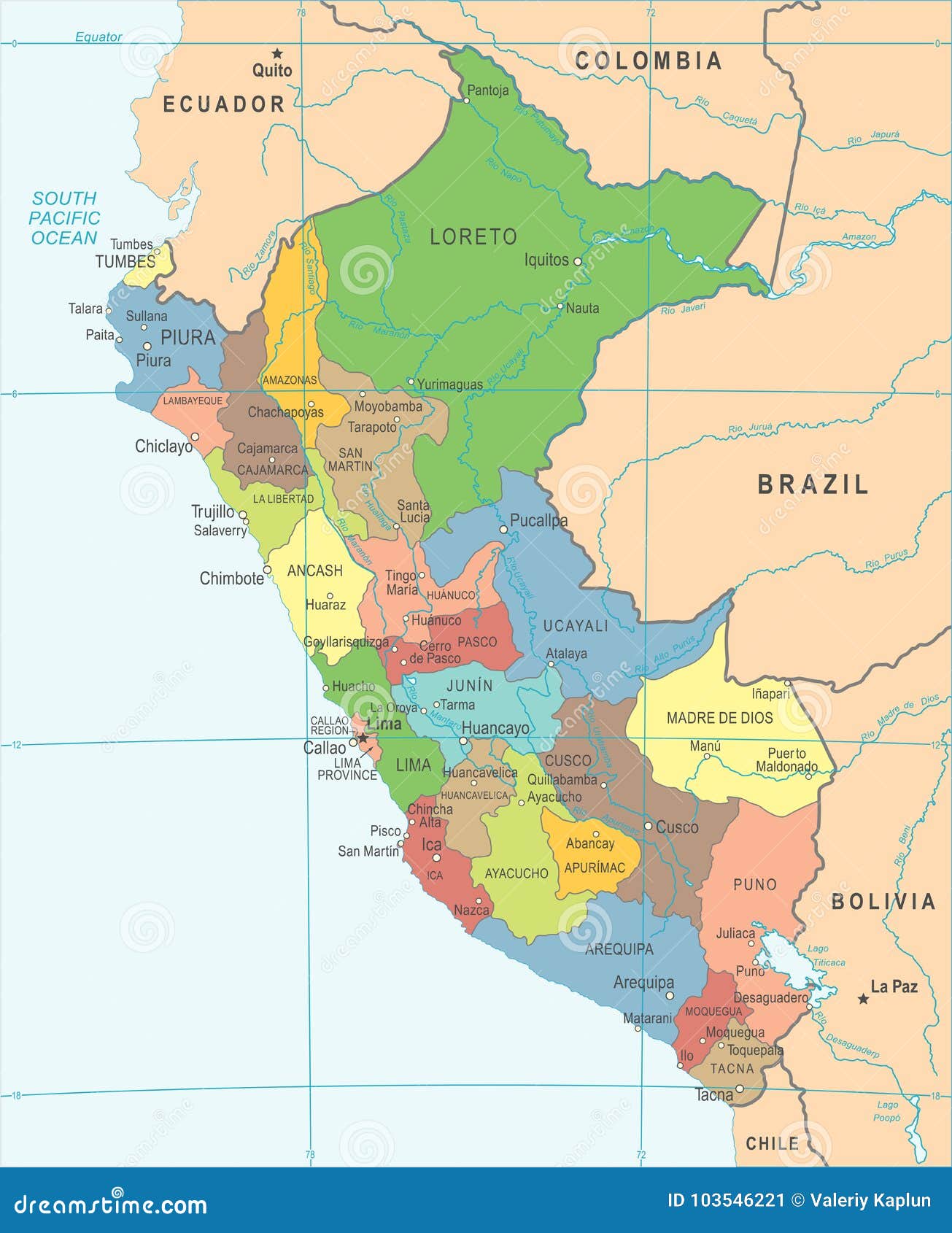 Peru Map - Detailed Vector Illustration Stock Illustration ...