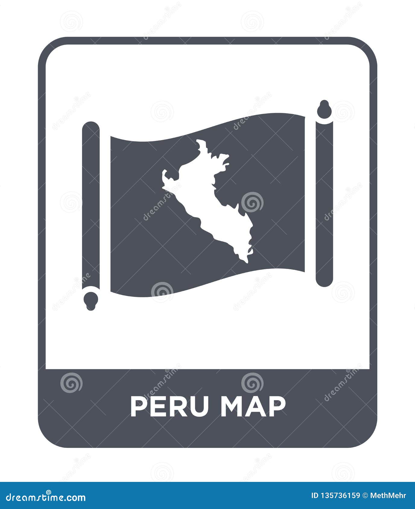 Peru Map Icon in Trendy Design Style. Peru Map Icon Isolated on White ...