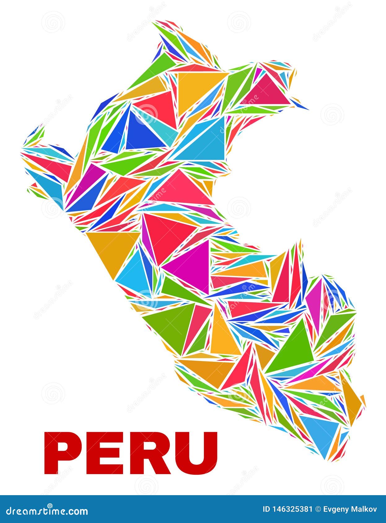 Peru Map - Mosaic of Color Triangles Stock Vector - Illustration of ...