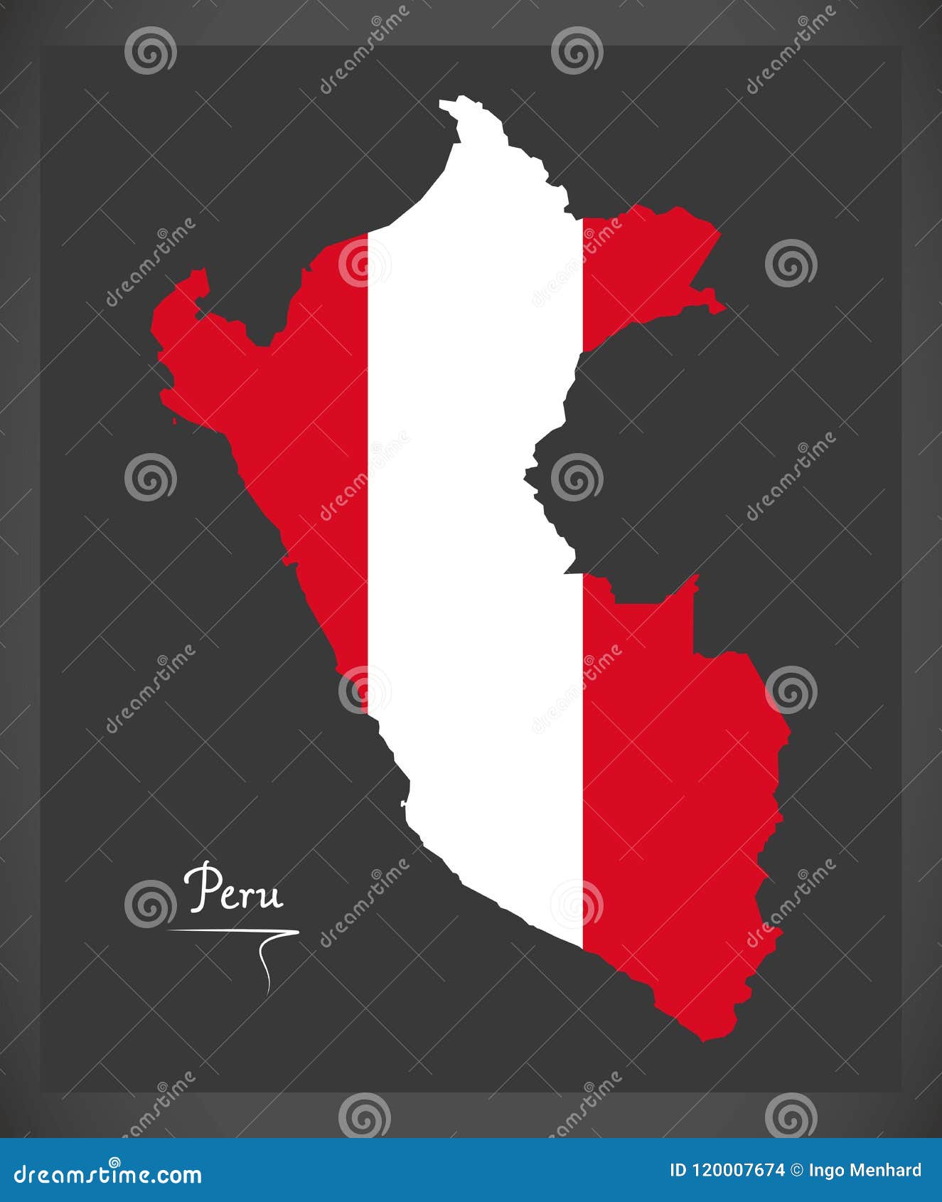 Peru Map with Peruvian National Flag Illustration Stock Vector ...