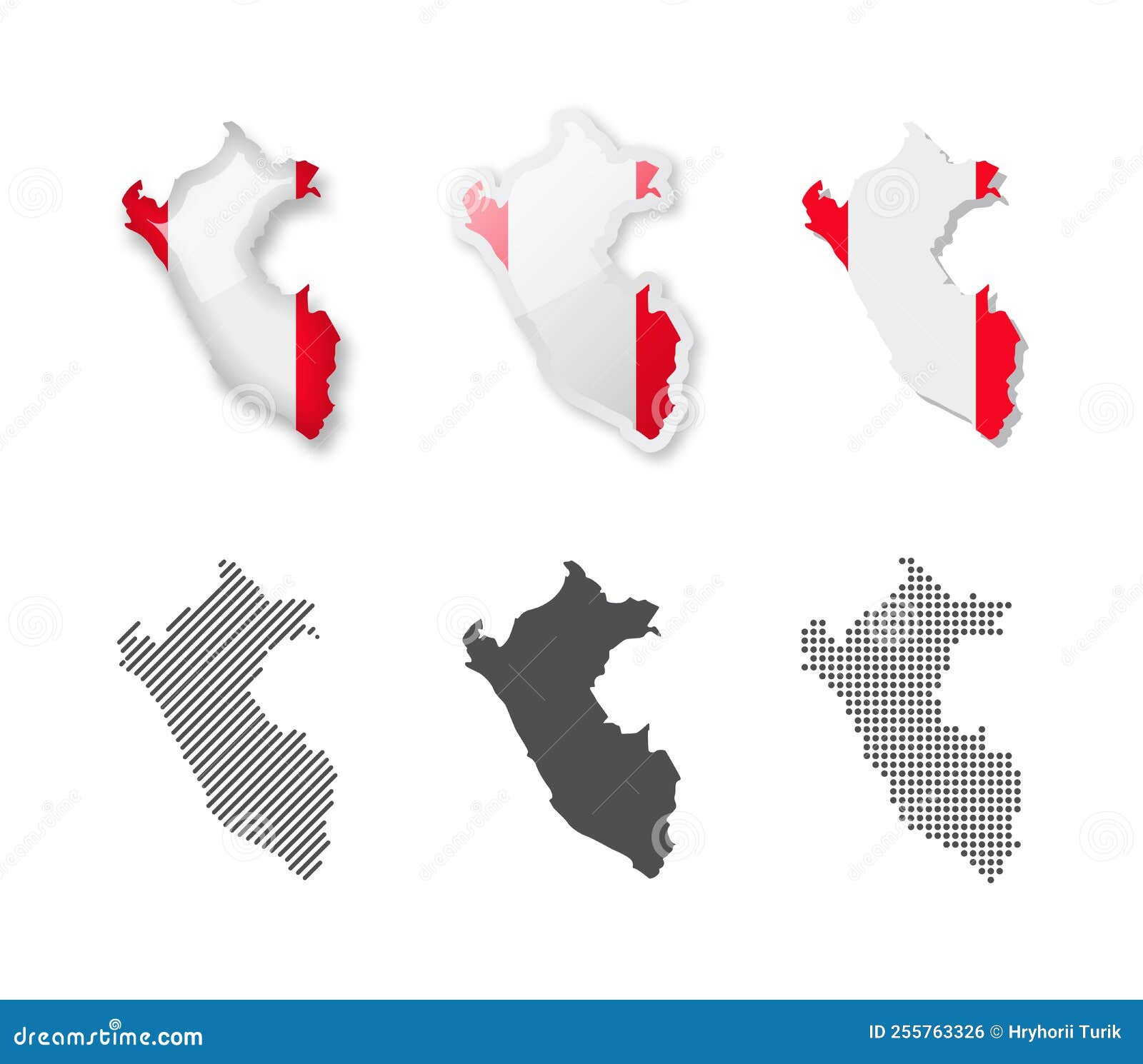 Peru Collection Of Vector Design Modern Maps, Gray And Black And Silver ...