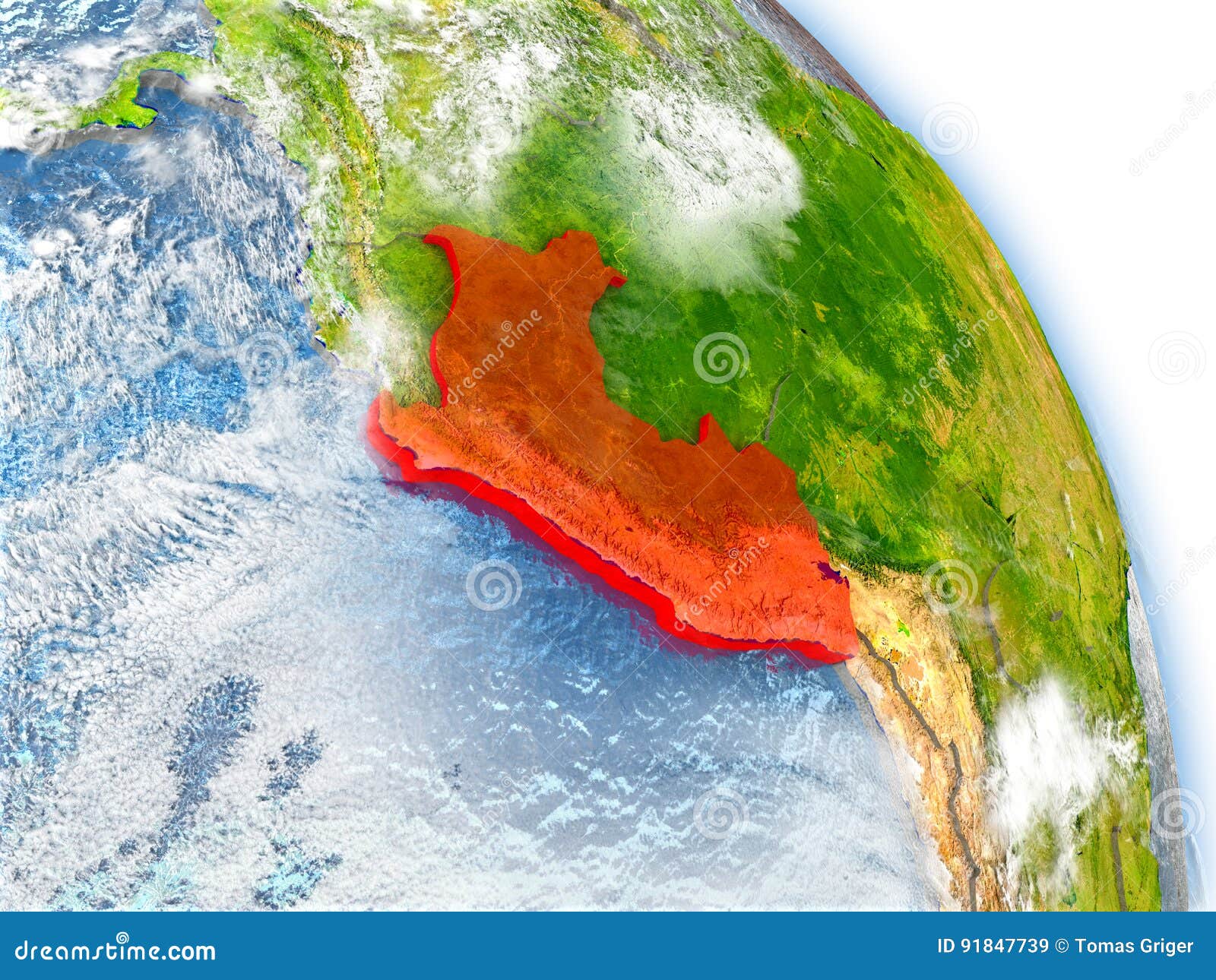 Peru on model of Earth stock illustration. Illustration of country ...