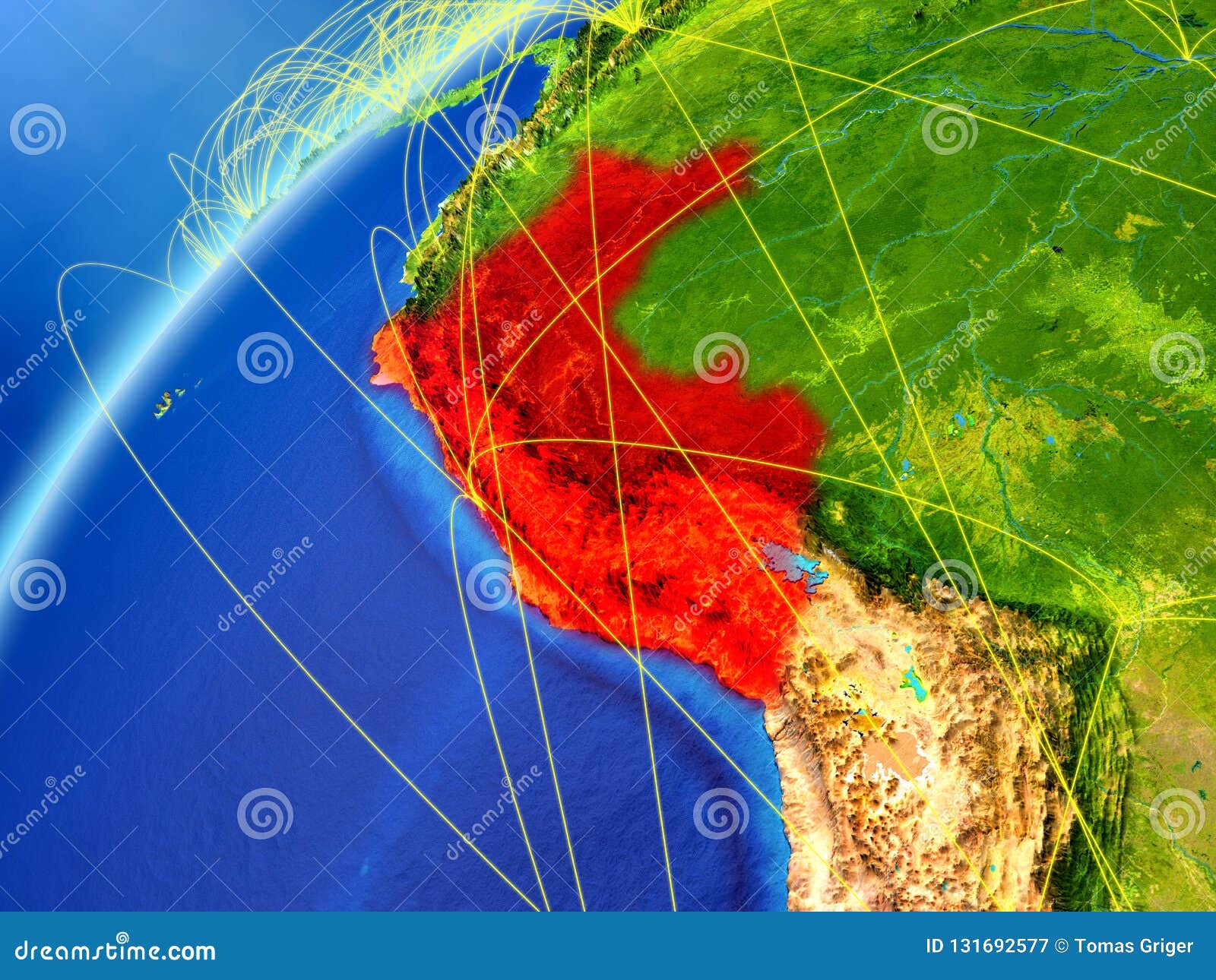 Peru on Model of Planet Earth with International Networks. Concept of ...