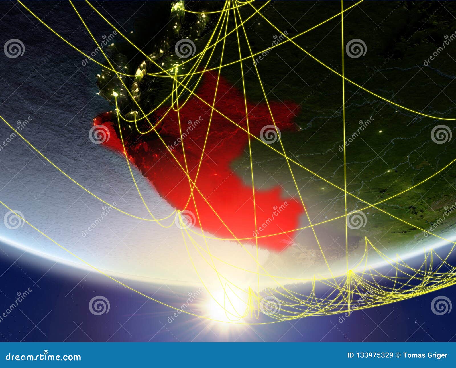 Network Around Peru from Space Stock Illustration - Illustration of ...