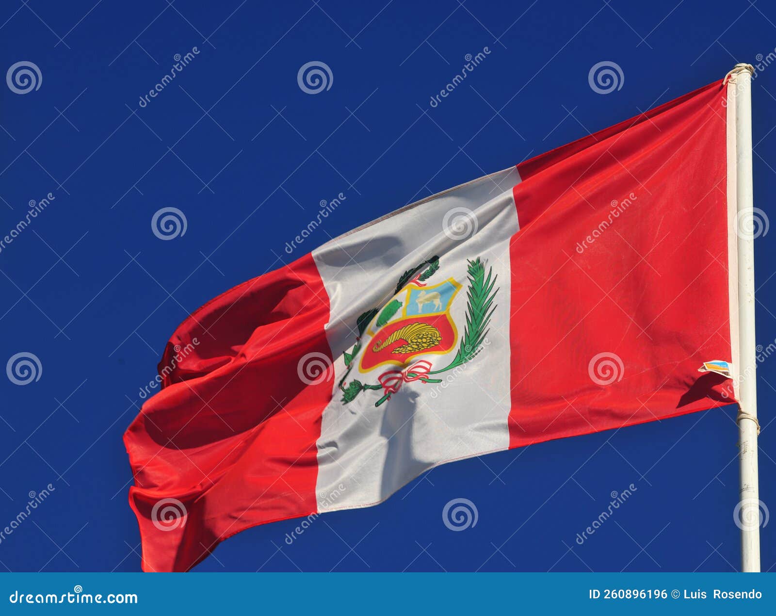 Peru National Flag Cloth Waving on Beautiful Sky Stock Photo - Image of ...