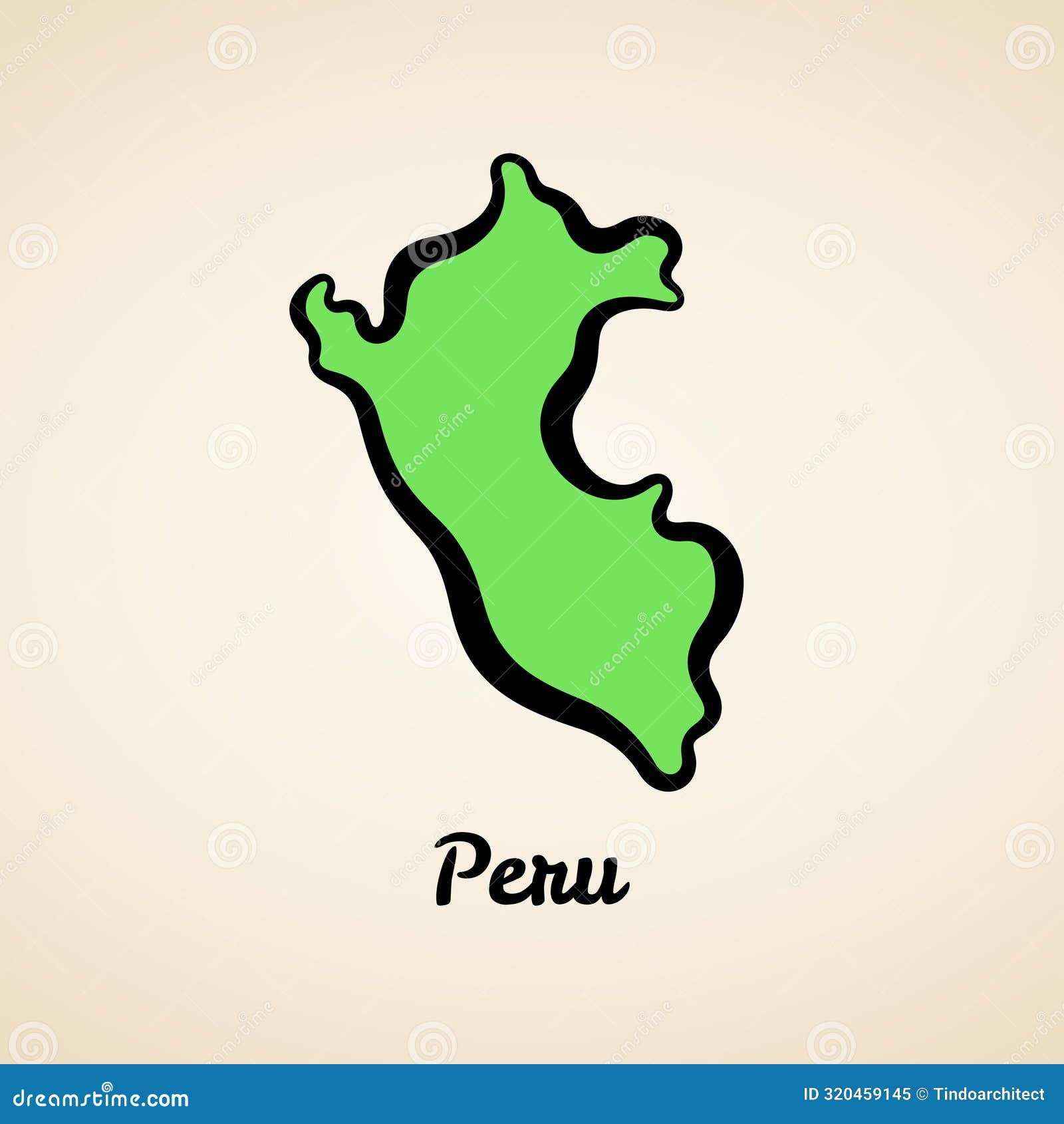 Peru Outline Map With The Handwritten Country Name. Continuous Line ...
