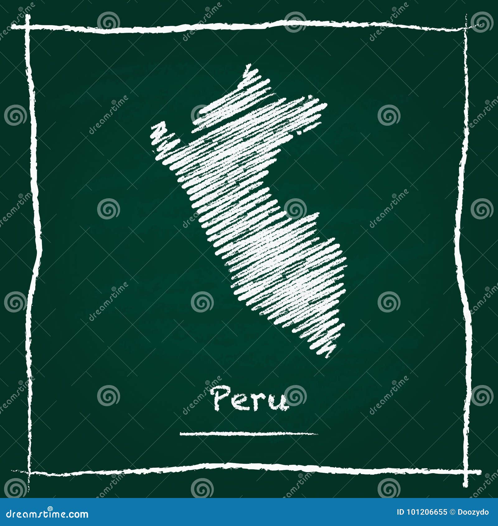 Peru Outline Vector Map Hand Drawn with Chalk on. Stock Vector ...
