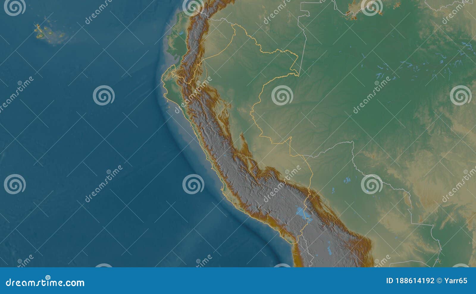 Peru - overview. Relief stock illustration. Illustration of cartography ...