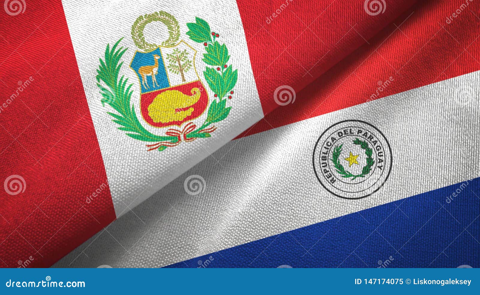 Peru and Paraguay Two Flags Textile Cloth, Fabric Texture Stock ...