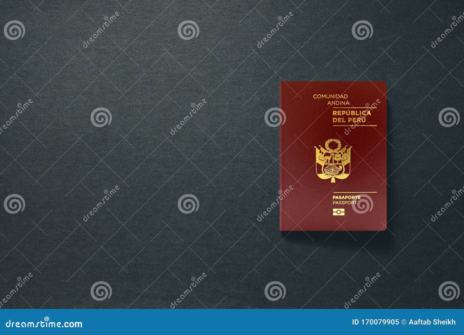 Peru Passport On Dark Background With Copy Space 3d Illustration Stock Illustration