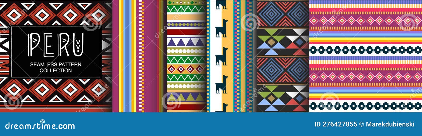 Peruvian Ethnic Seamless Patterns. Collection of Graphics from Peru ...