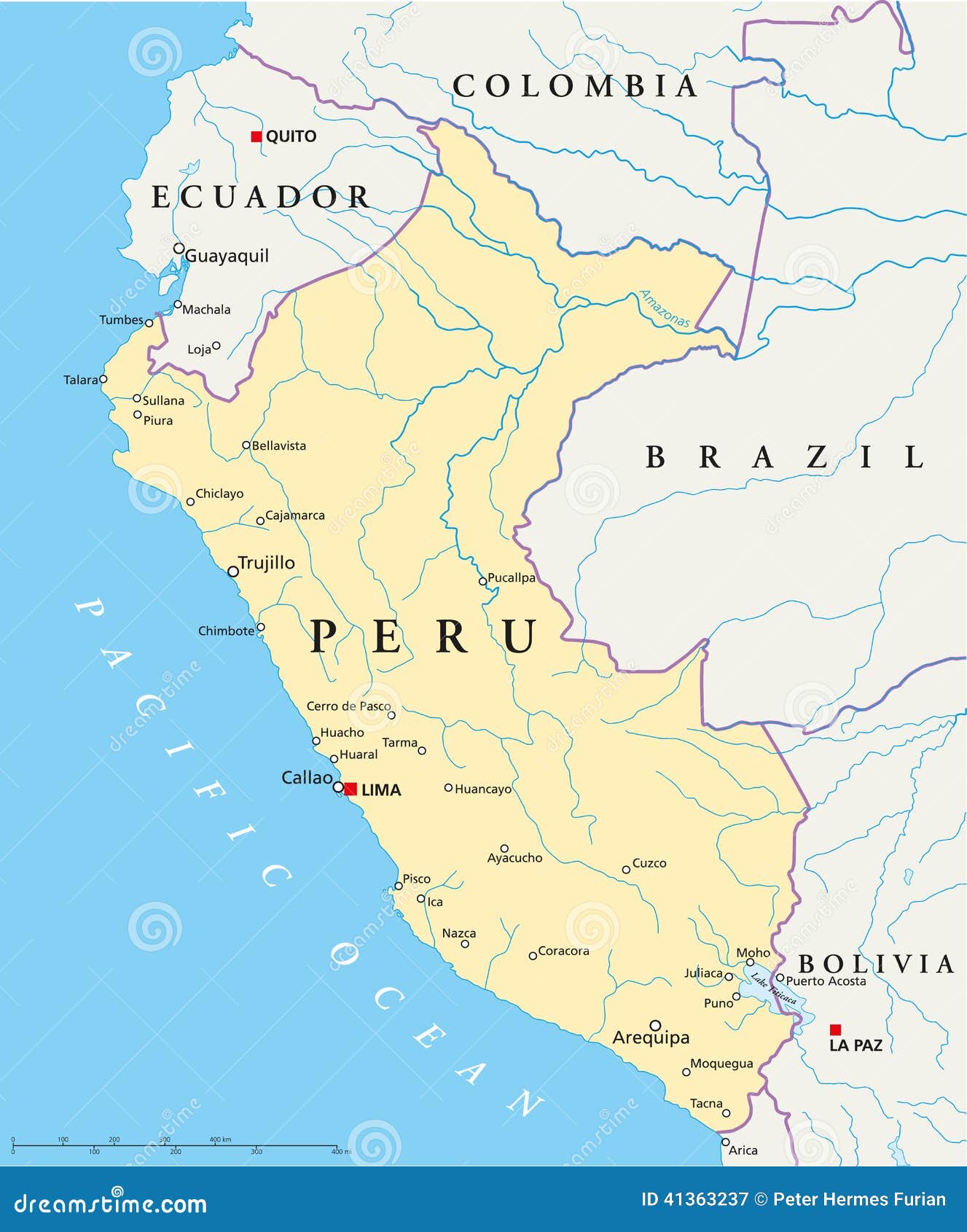 Peru Political Map vektor abbildung. Illustration von limette - 41363237
